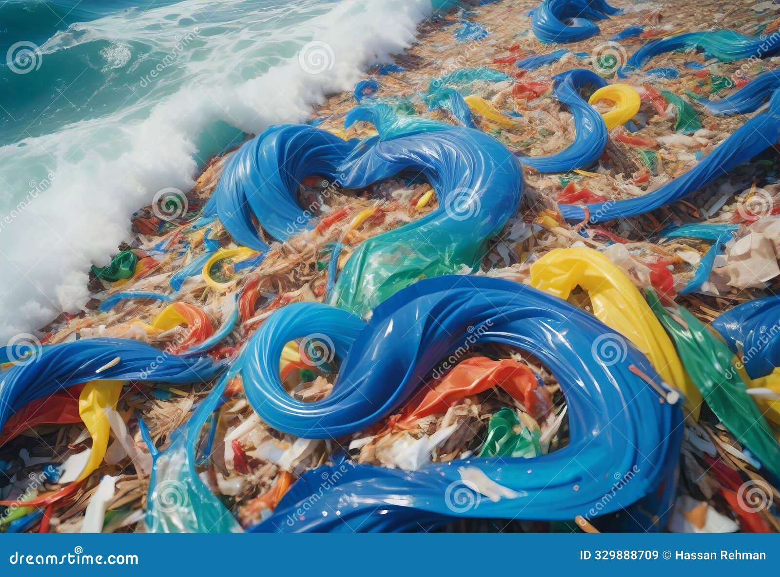 Plastic Wave on Shoreline Depicting Environmental Issue Stock ...