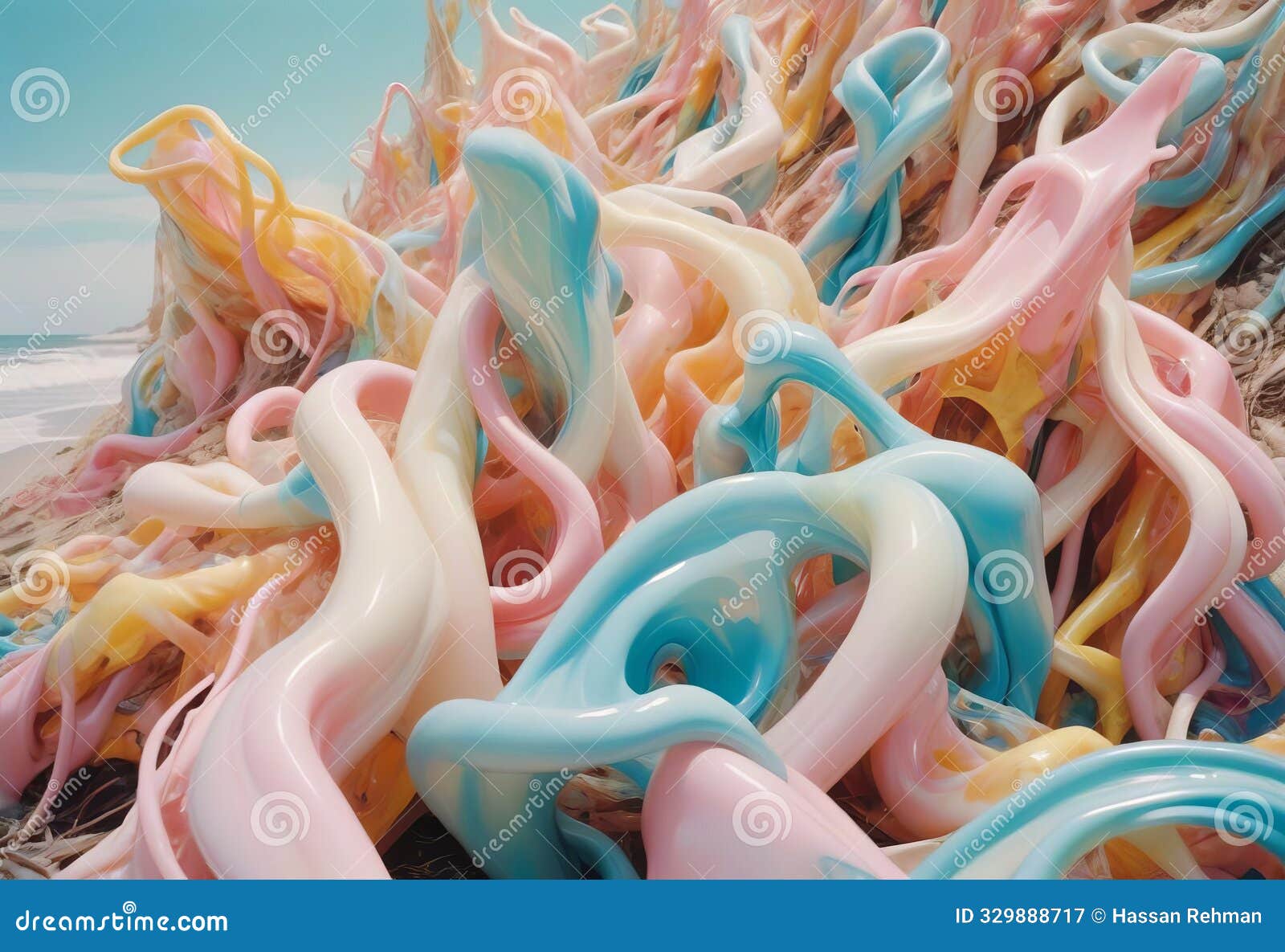 Plastic Wave on Shoreline Depicting Environmental Issue Stock ...