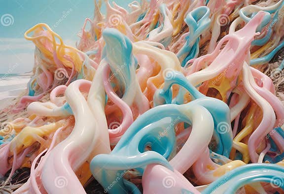 Plastic Wave on Shoreline Depicting Environmental Issue Stock ...