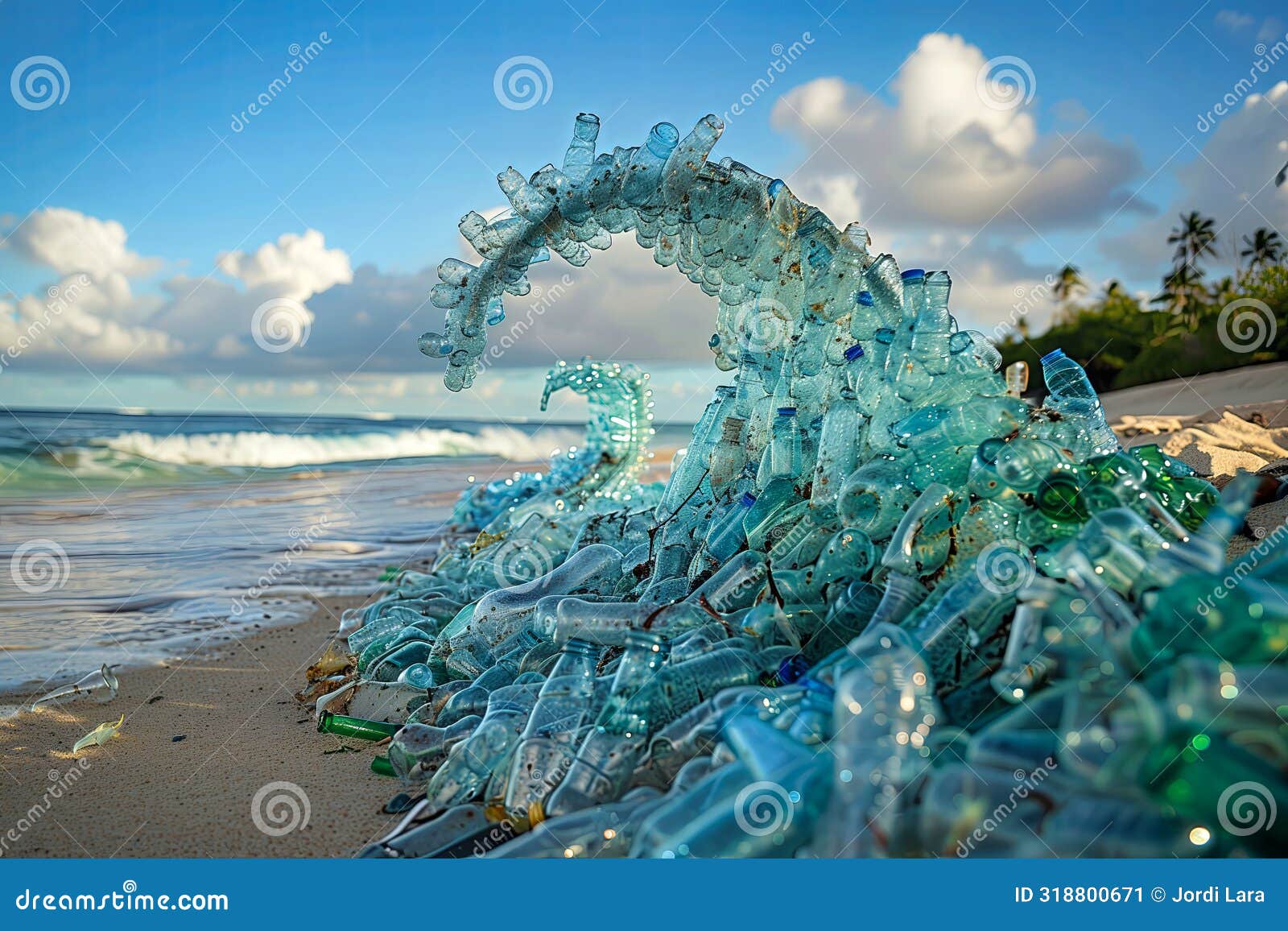 Plastic Wave on Shoreline Depicting Environmental Issue Stock ...
