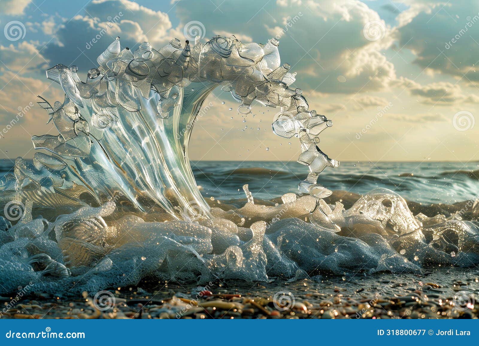 Plastic Wave on Shoreline Depicting Environmental Issue Stock ...