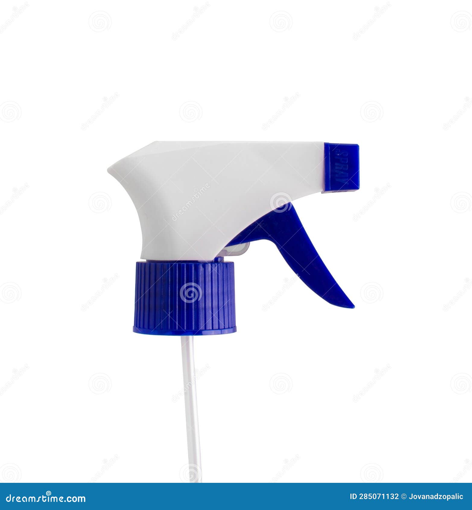 Plastic White Blue Trigger Spray Pump Isolated on White. Cleaning ...