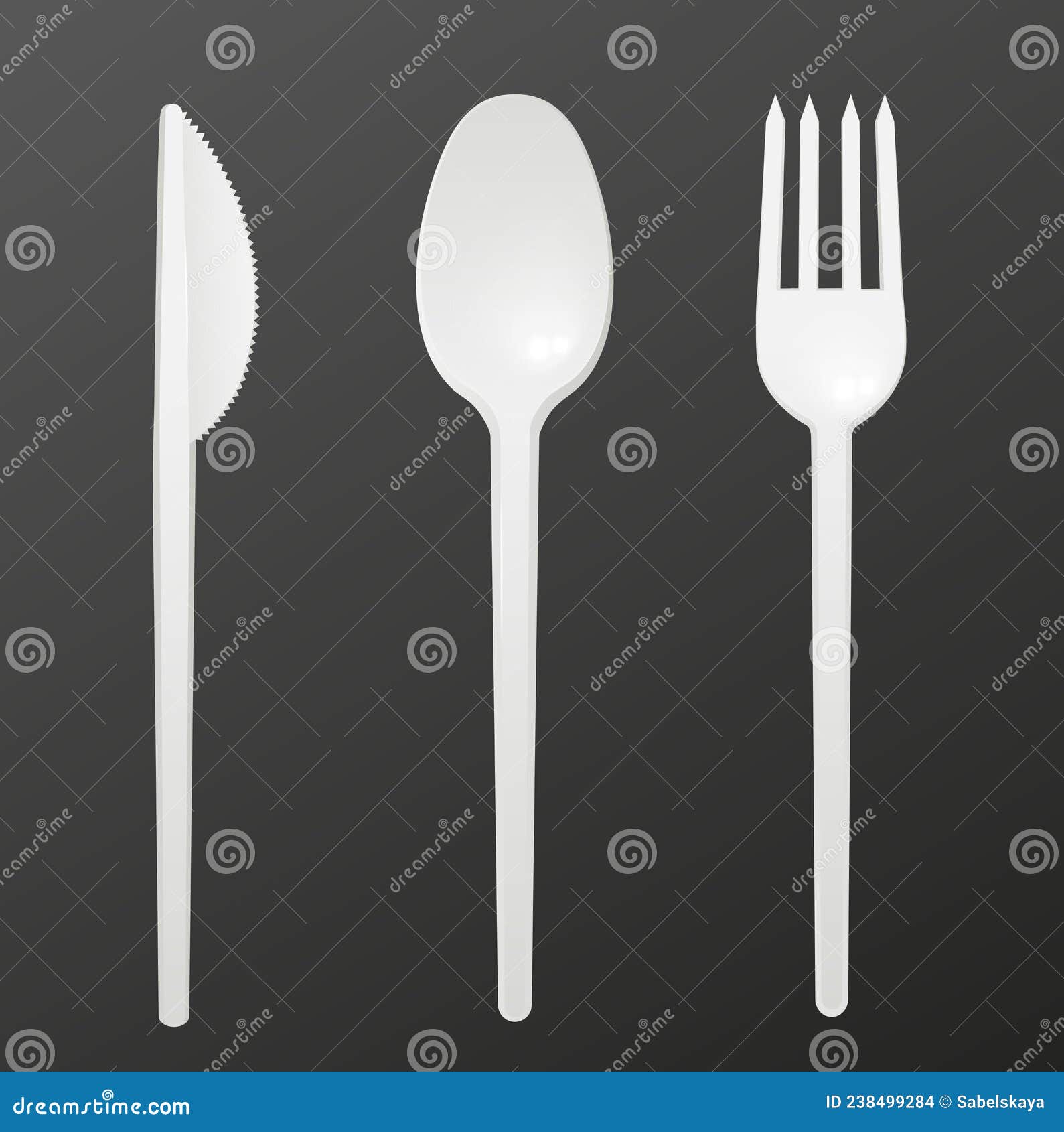 Plastic White Cutlery Template Realistic Vector Illustration Isolated ...