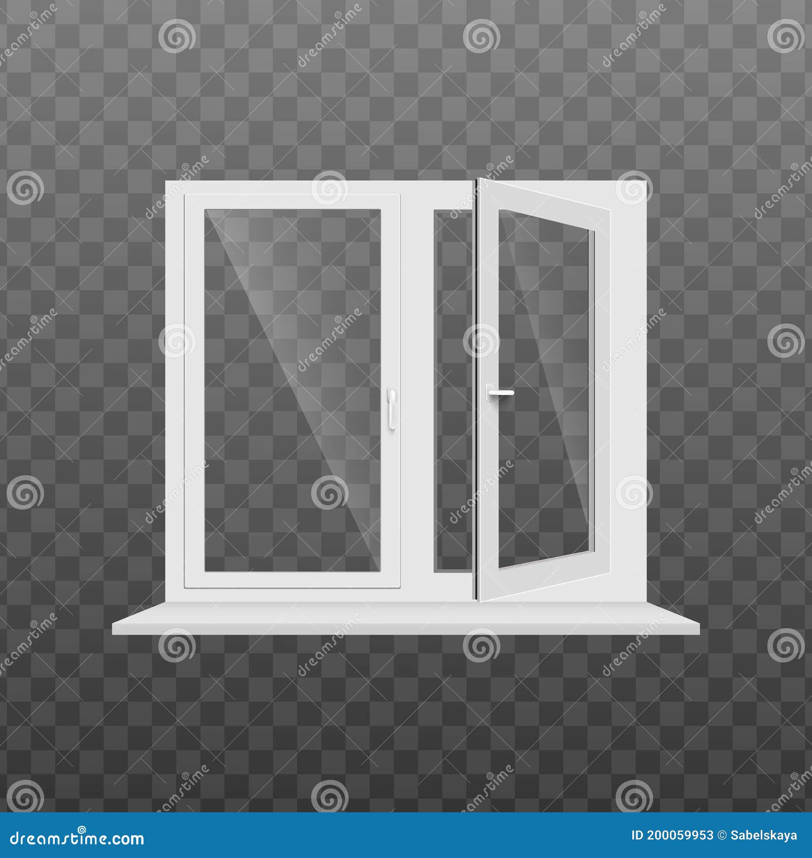 White Glass Window 3d Mockup, Realistic Vector Illustration Isolated ...