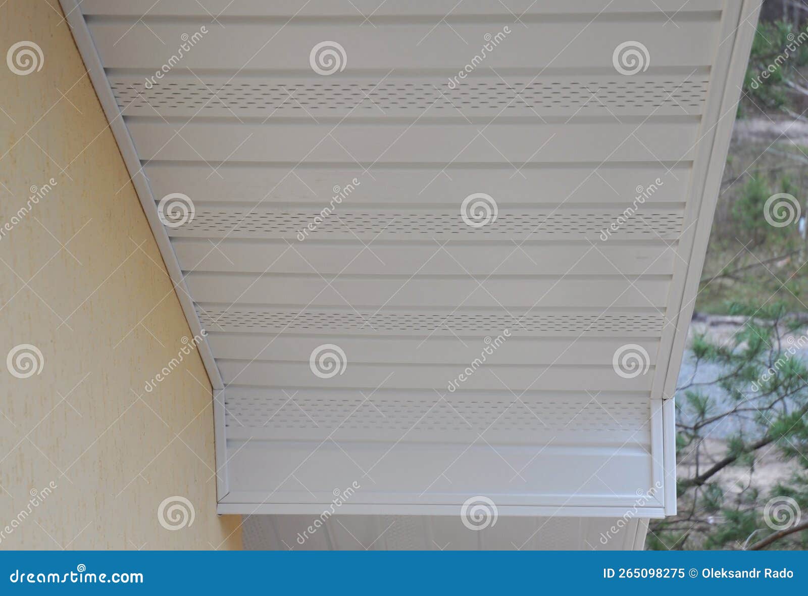 Plastic White UPVC Soffit Board Below The Facia Of The Roof Royalty ...