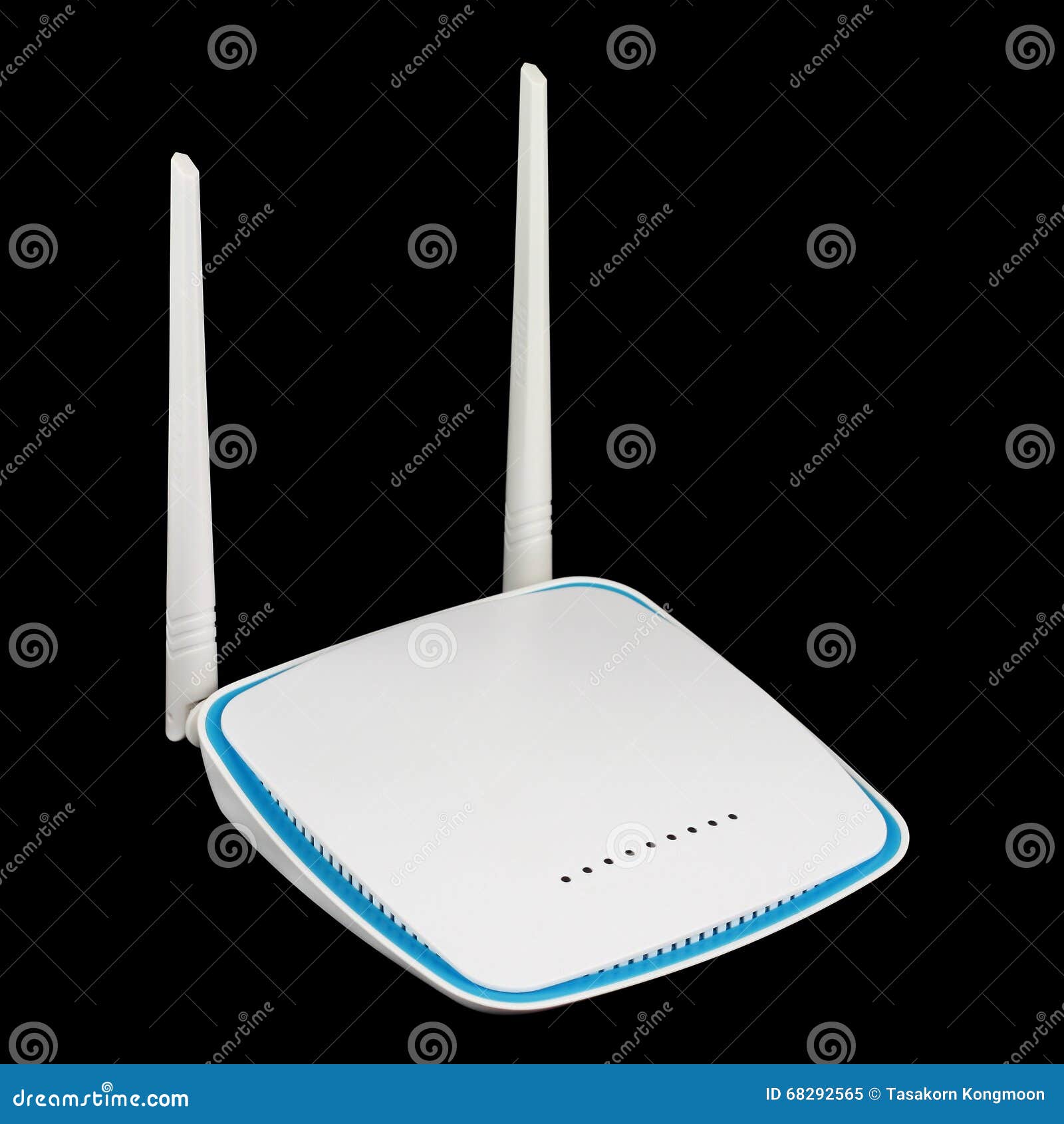 Plastic White Wireless Router Isolated on Black Stock Image - Image of ...