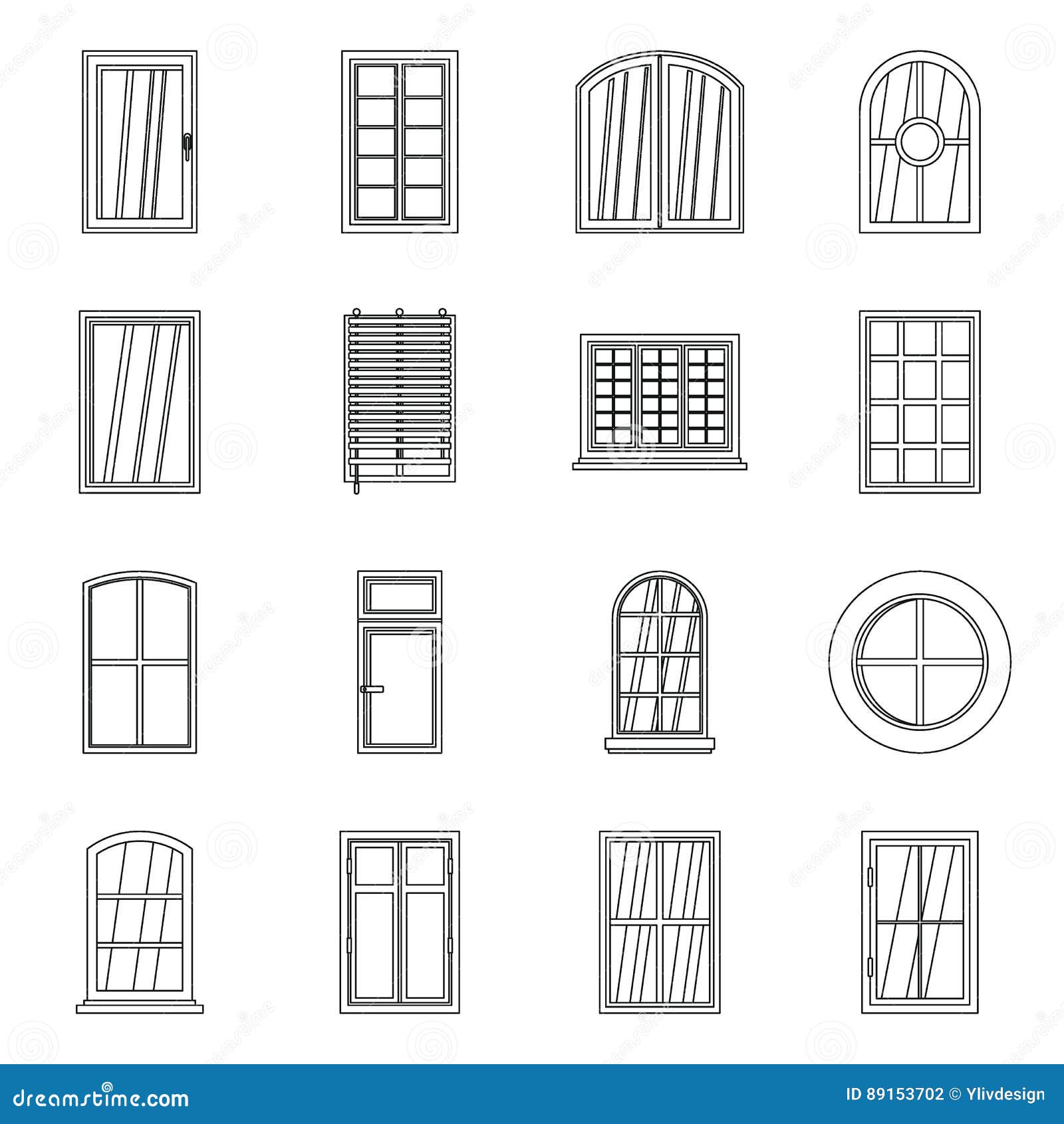 Plastic Window Forms Icons Set, Outline Style Stock Vector ...