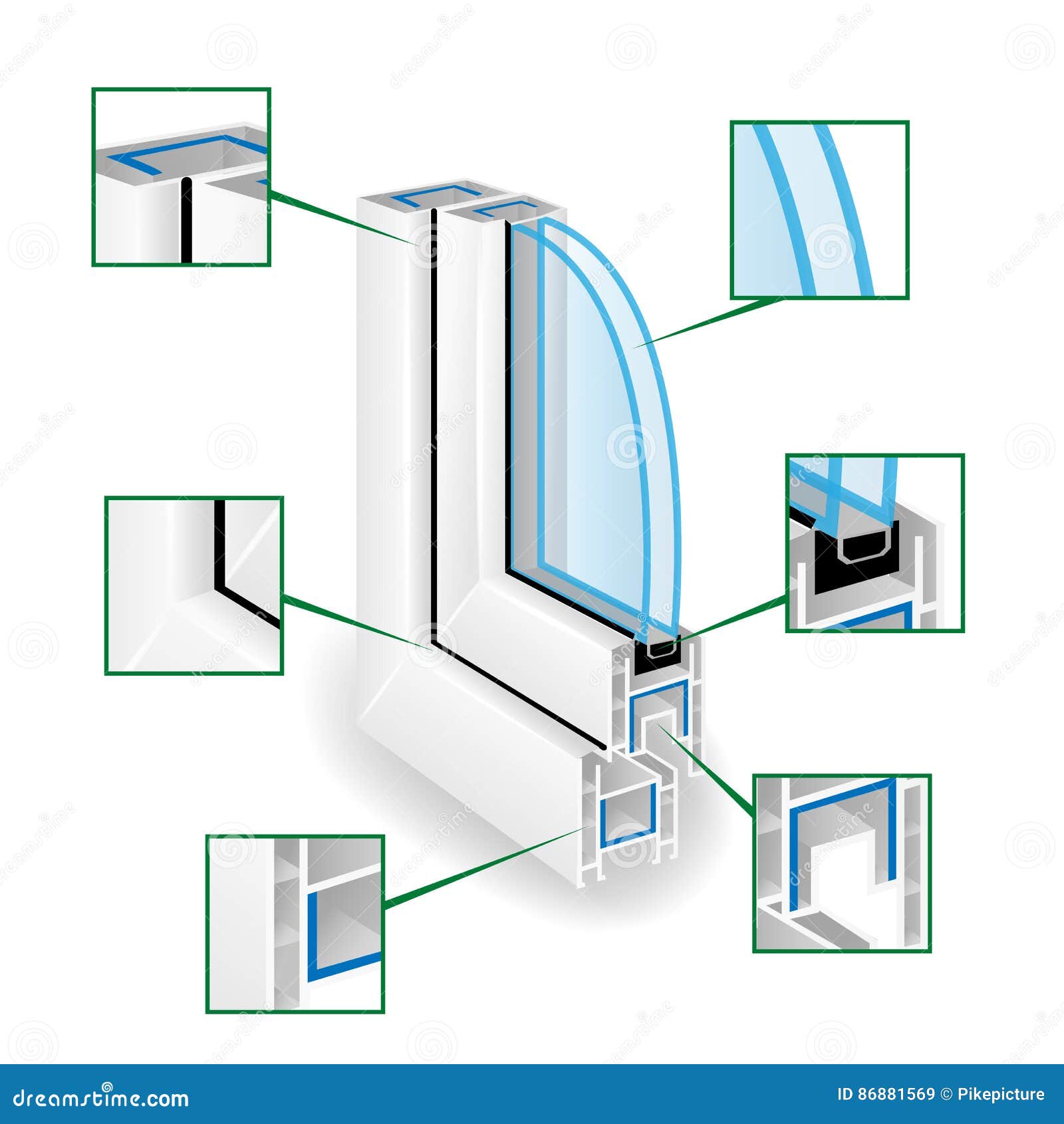 Plastic Window Frame Profile. Infographic Templeate. Vector ...