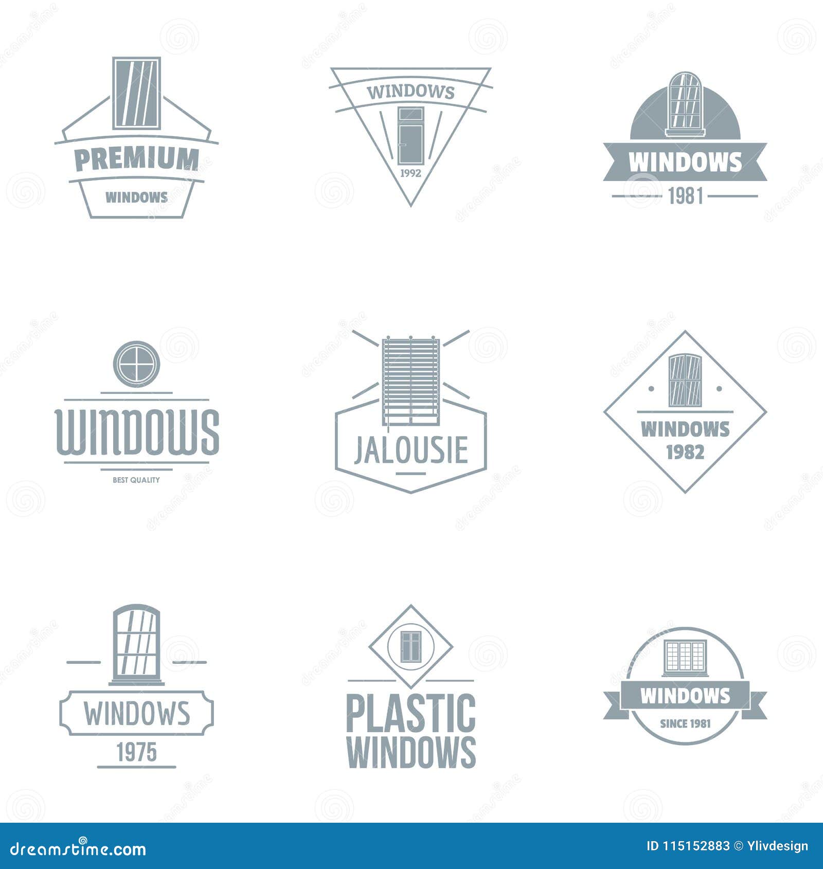Plastic Window Logo Set, Simple Style Stock Vector - Illustration of ...