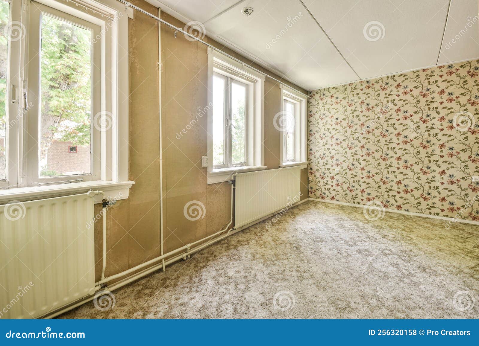 Empty Room with Window and Radiator Stock Photo - Image of plain ...