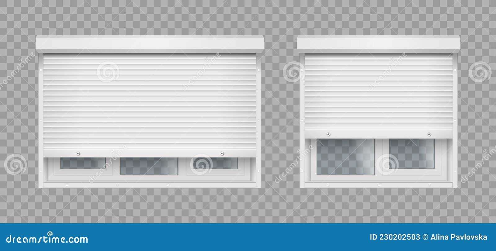 Plastic Window with Roller Shutter Isolated. Realistic White Windows ...