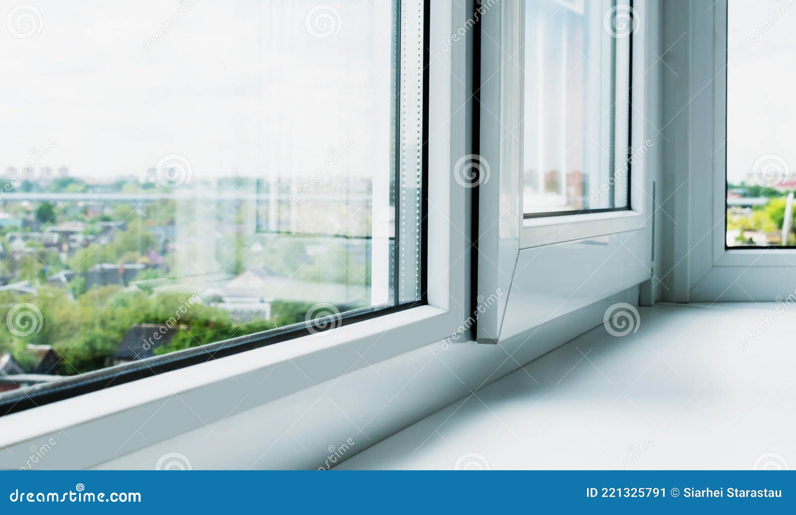 Plastic Window with Sash on the Balcony Stock Image - Image of ...