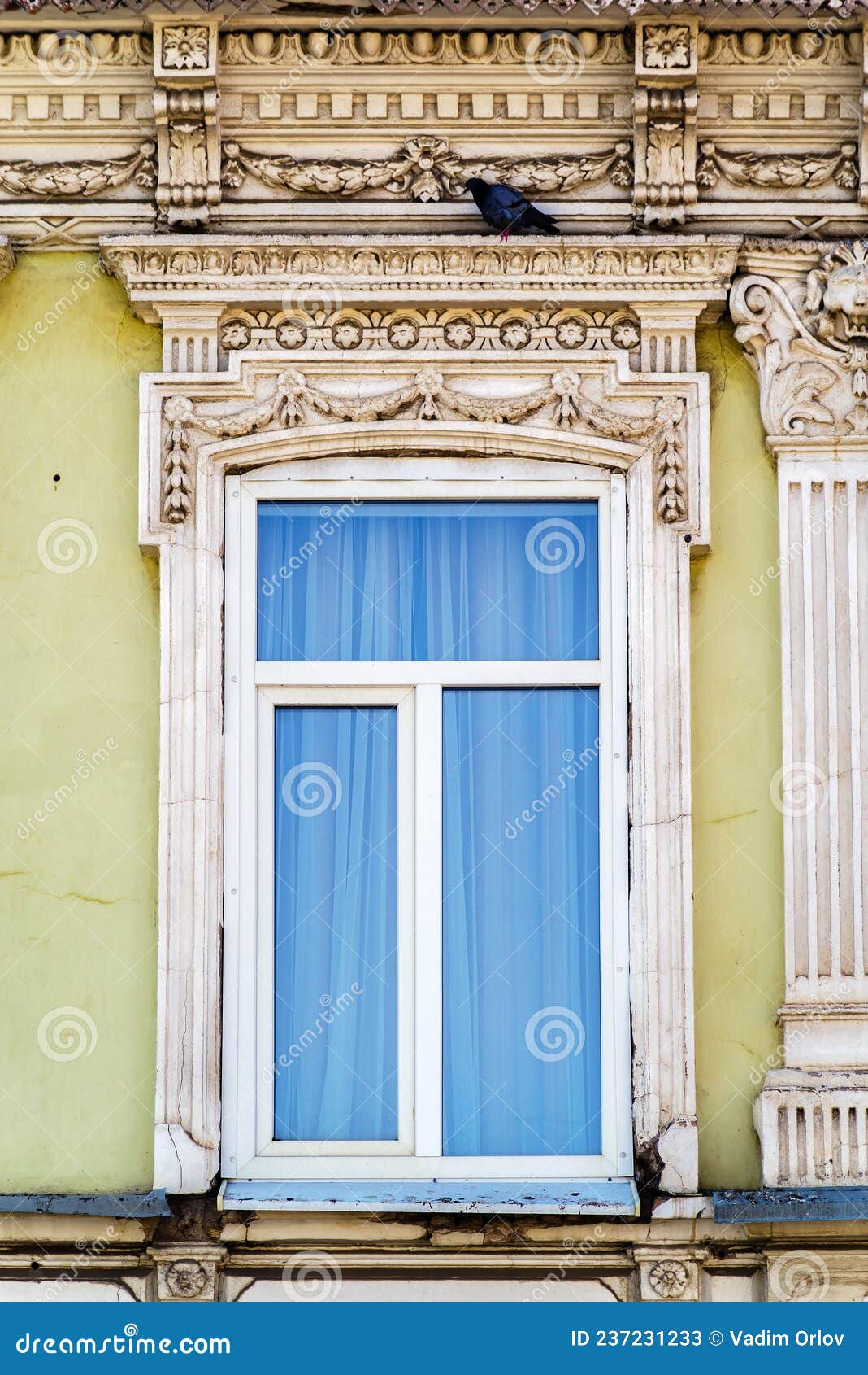 Fragment Of The Facade Of The City Building With Triangle Prismatic ...