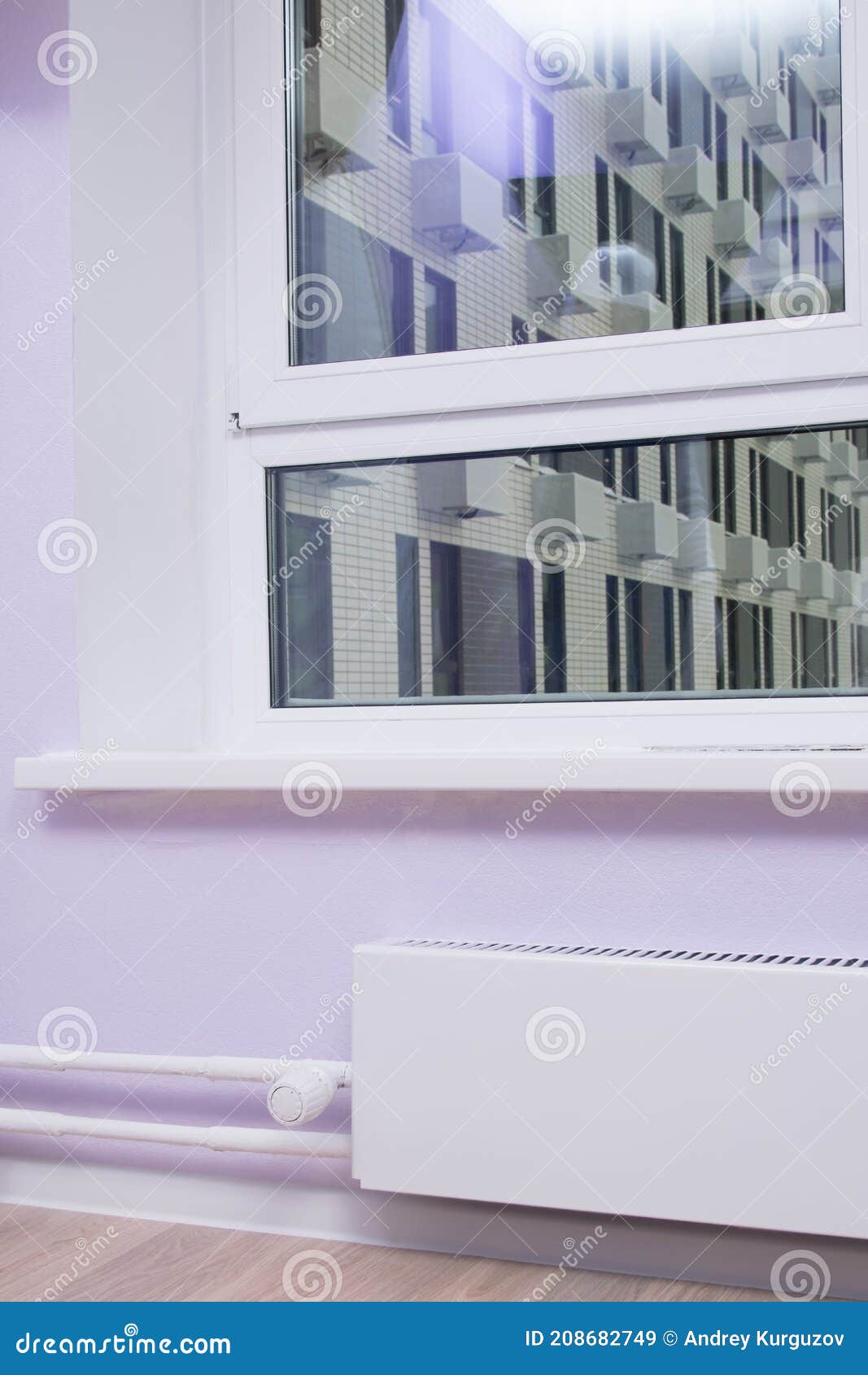 Plastic Window and White Window Sill with White Battery and Heating ...