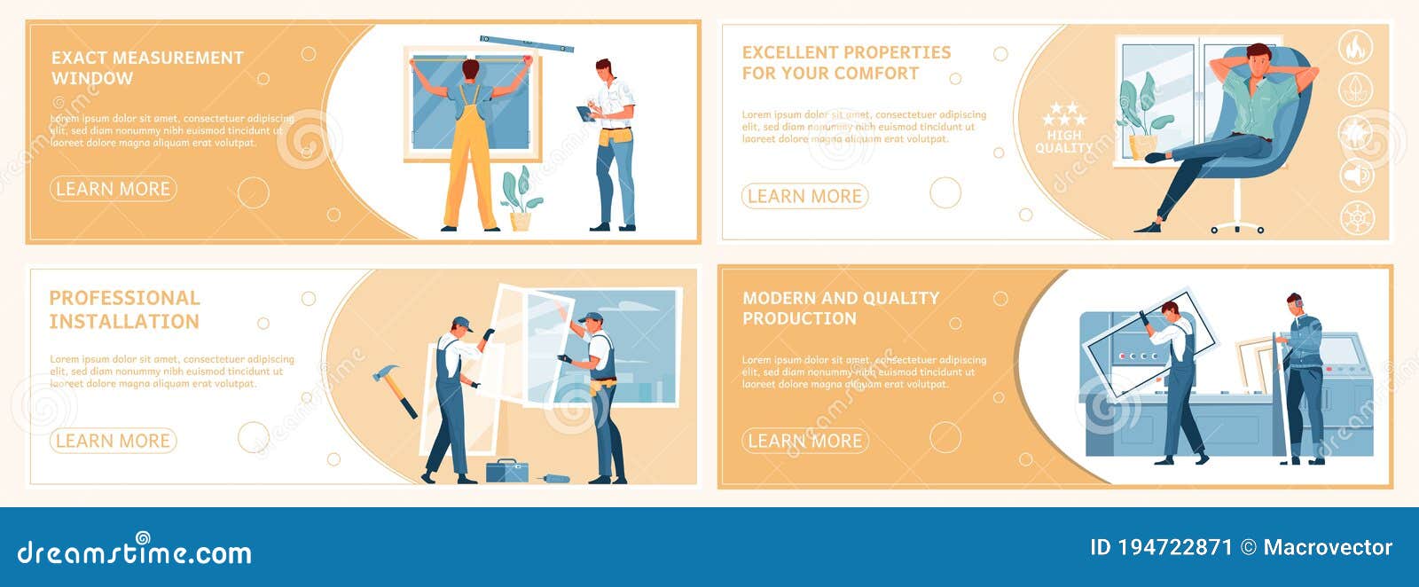 Plastic Windows Banners Set Stock Vector - Illustration of collection ...