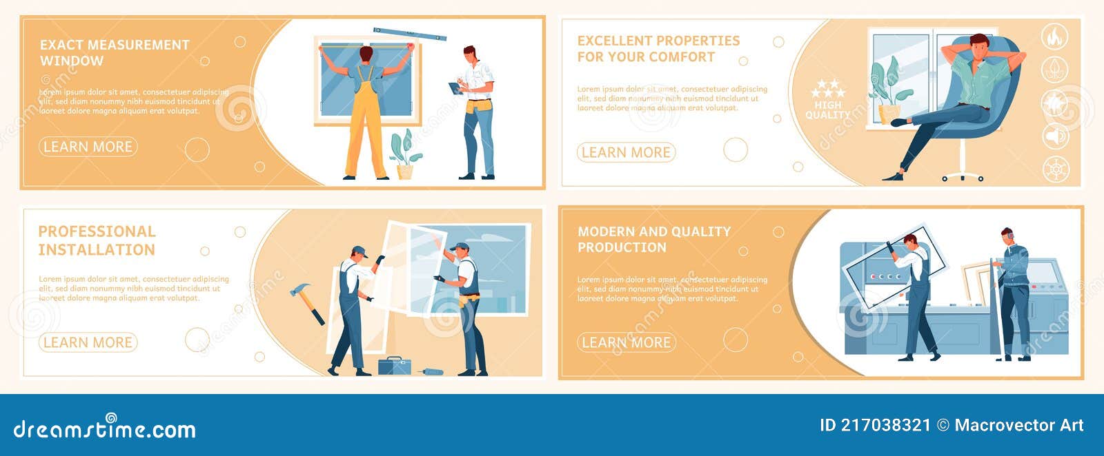 Plastic Windows Banners Set Stock Vector - Illustration of layout ...