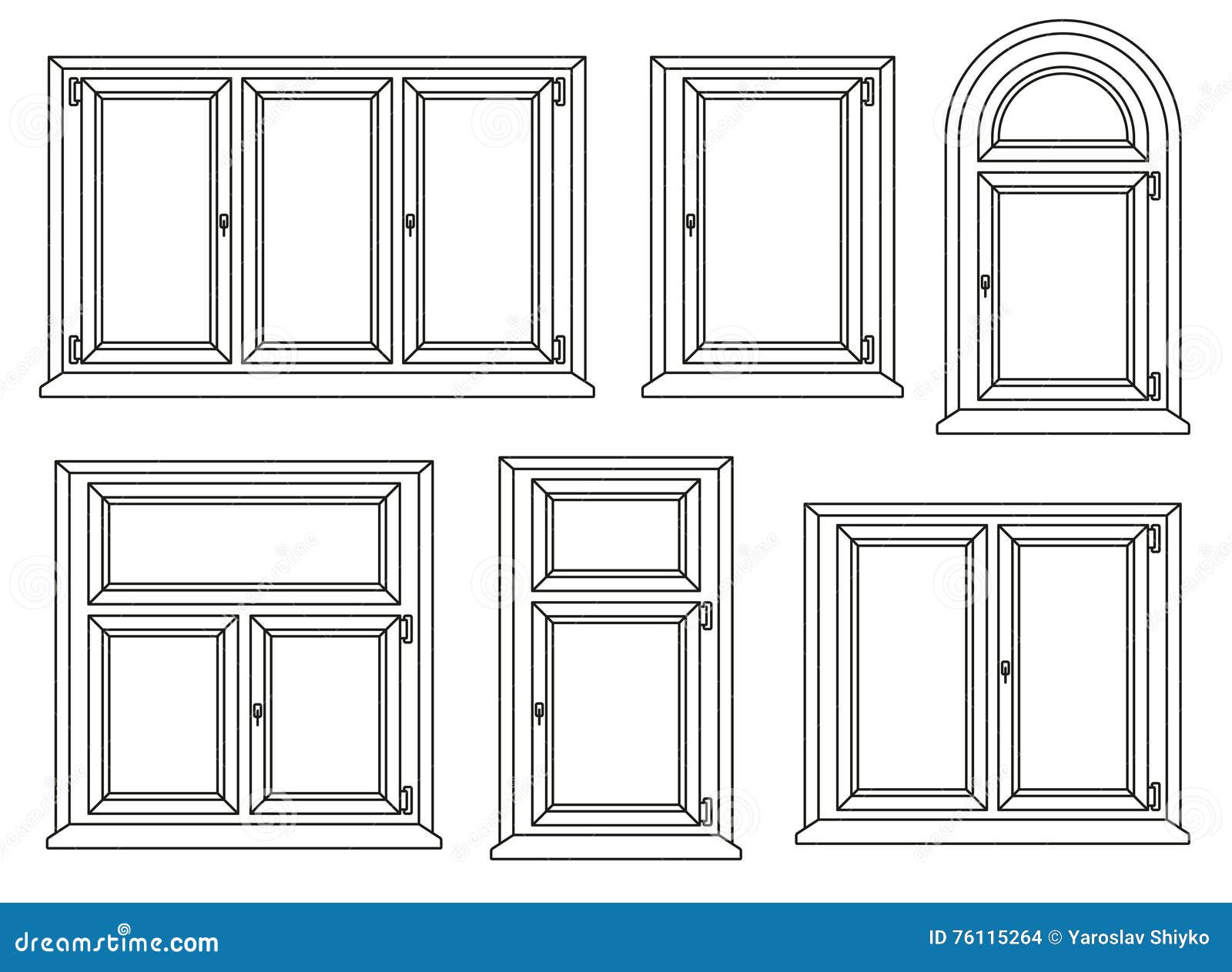 Plastic windows icons set stock vector. Illustration of knod - 76115264