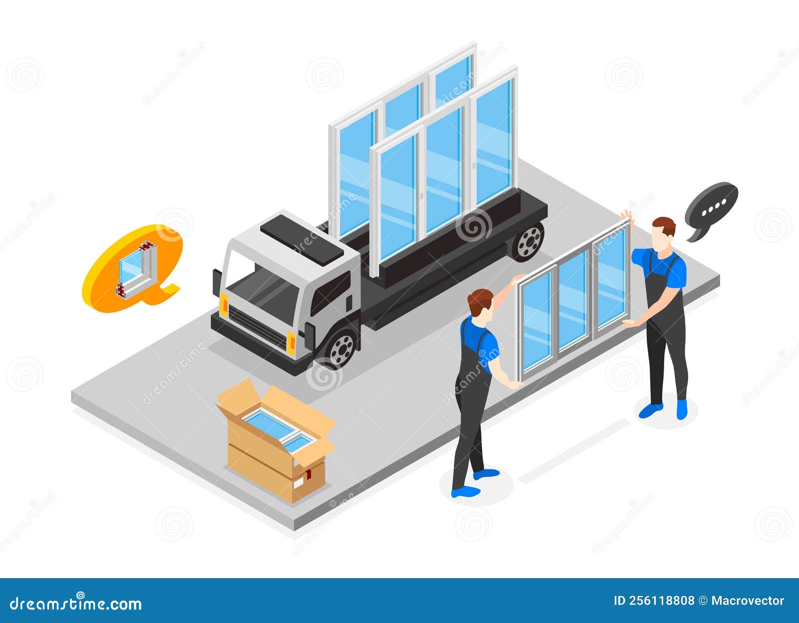 Plastic Windows Isometric Composition Stock Vector - Illustration of apartment, architecture ...