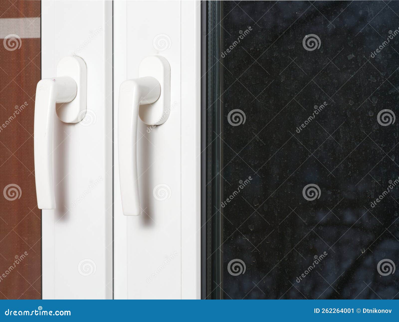 Plastic Windows are White. it& X27;s Dark Outside the Window Stock ...