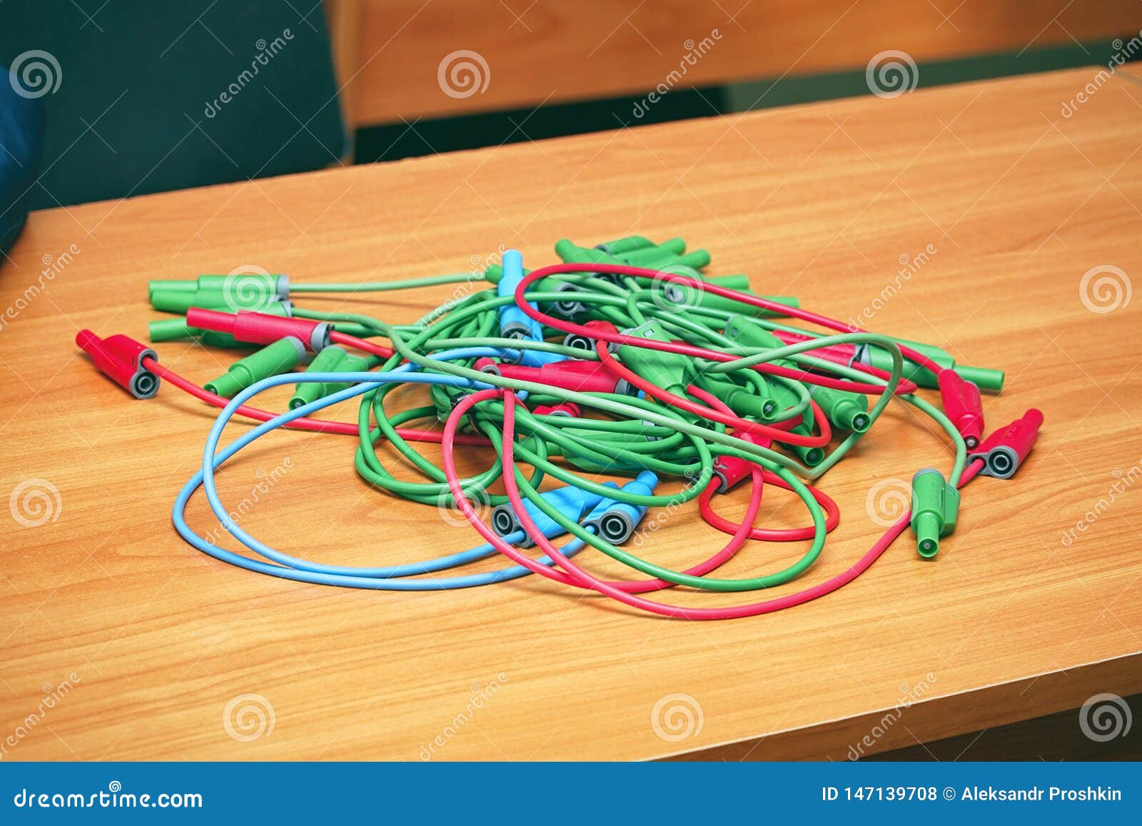 Plastic Wires and Connectors on Table Stock Photo - Image of ...
