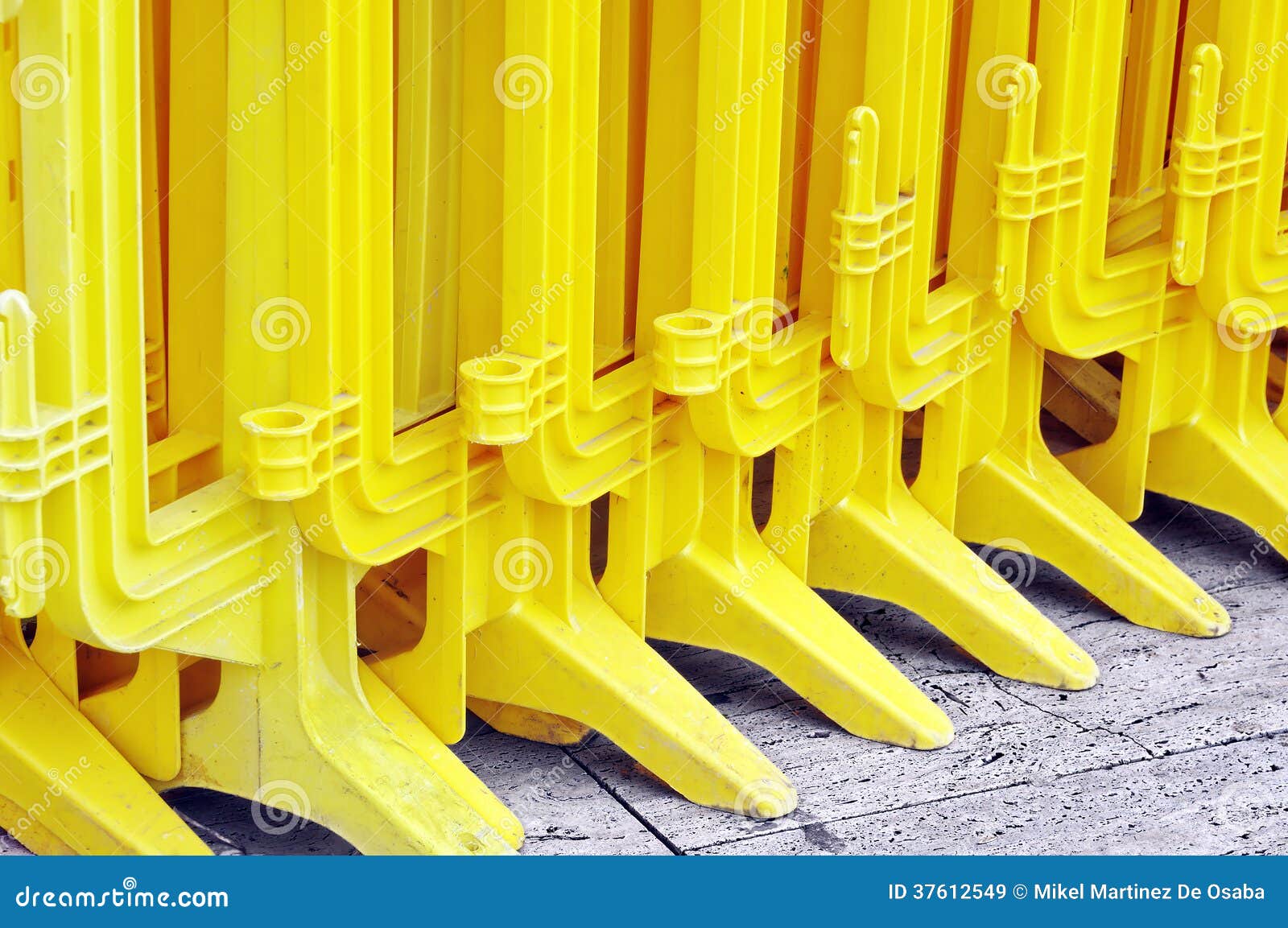 Yellow Barrier With Red Stop Sign On The Entrance In Park. Royalty-Free ...