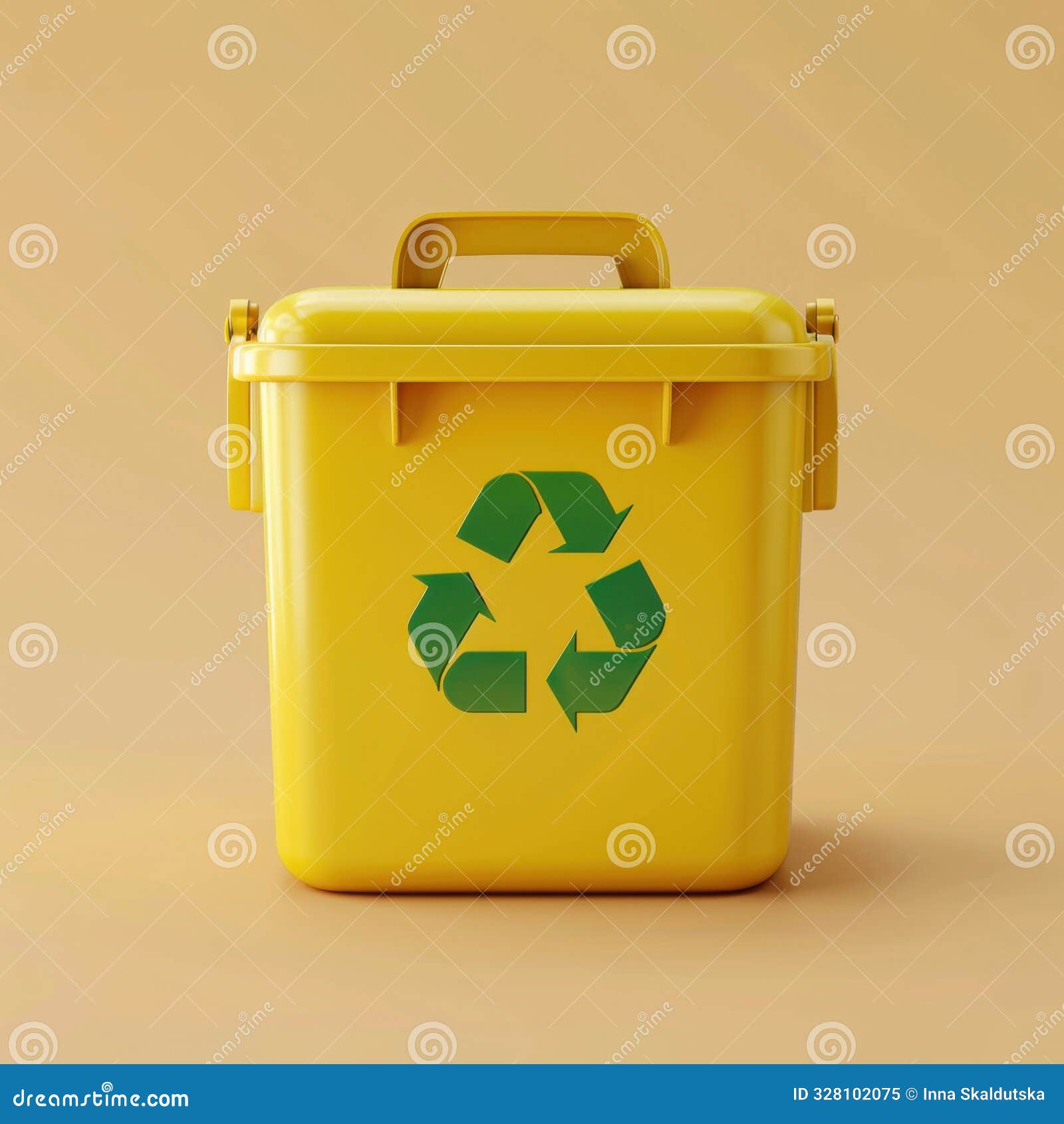Plastic Yellow Container with Green Recycling Sign Stock Illustration ...