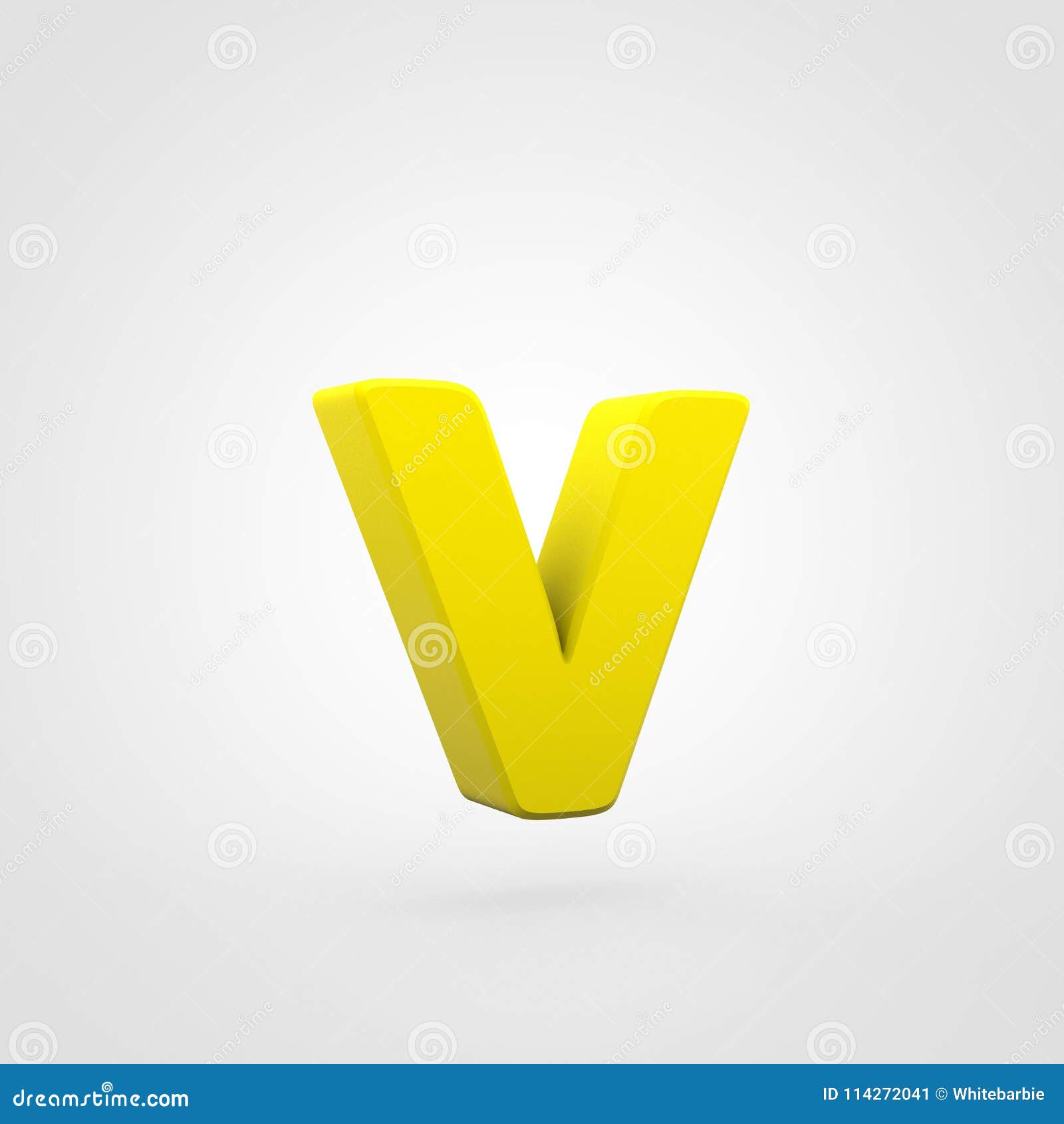 Plastic Yellow Letter V Lowercase Isolated on White Background. Stock ...