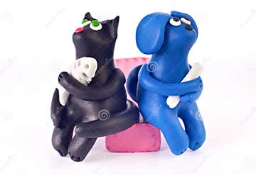 Plasticine cat and dog stock image. Image of isolated - 10540163