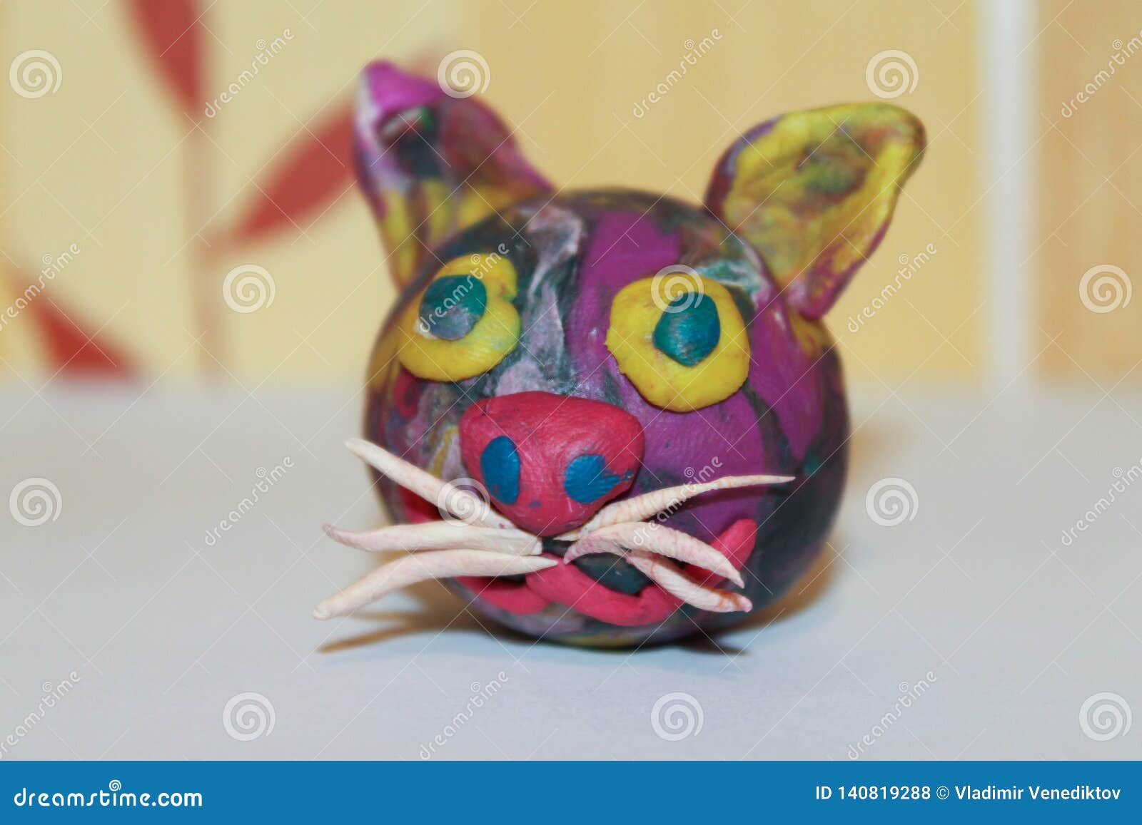 Plasticine Cat Head Close-up. Creativity and Design Stock Photo - Image ...