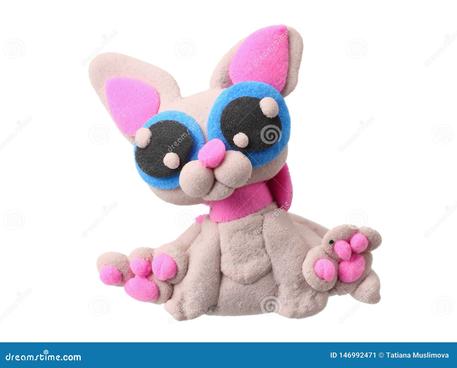 Plasticine Cat Isolated on White Background. Modelling Clay Stock Image ...