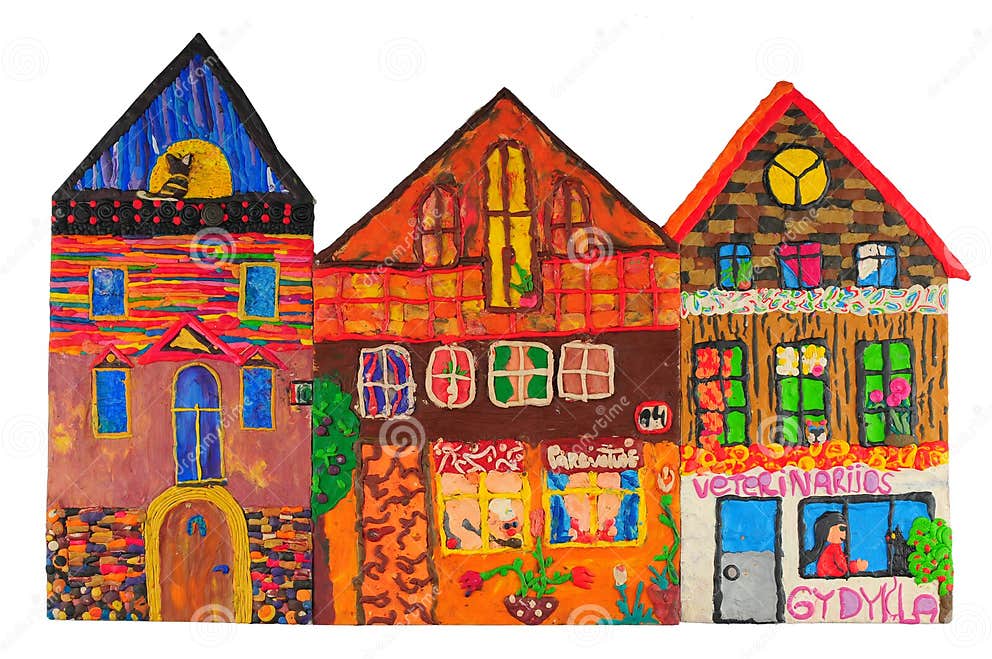 Plasticine colored house stock illustration. Illustration of education ...