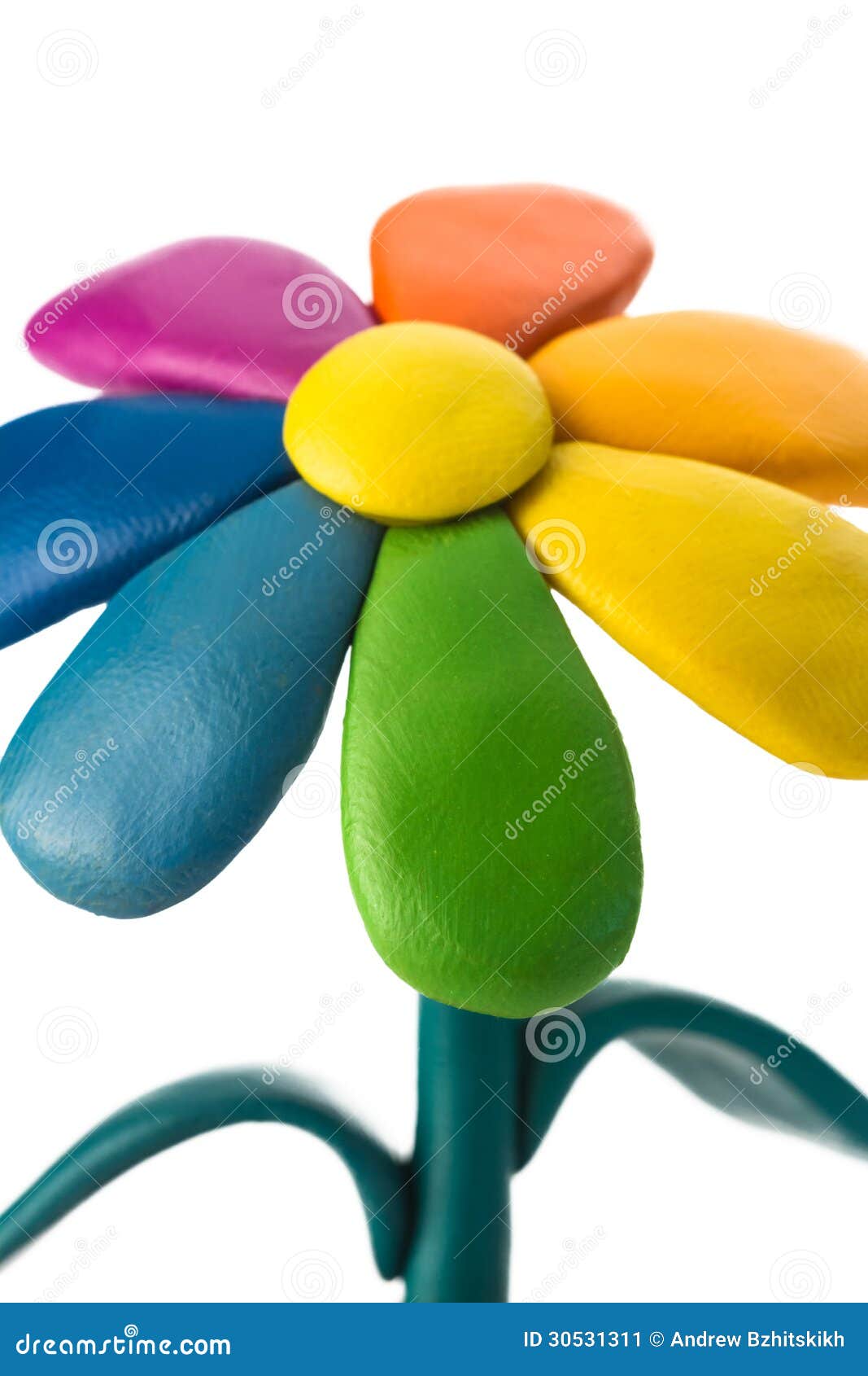 Plasticine Colorful Flower with Leaves in Brown Pot Stock Image - Image ...