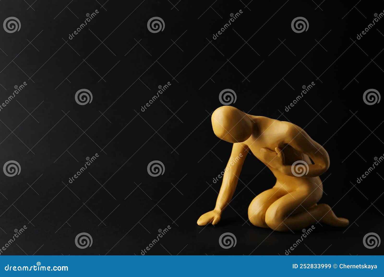 Plasticine Figure of Human Asking Help on Black Background. Space for ...
