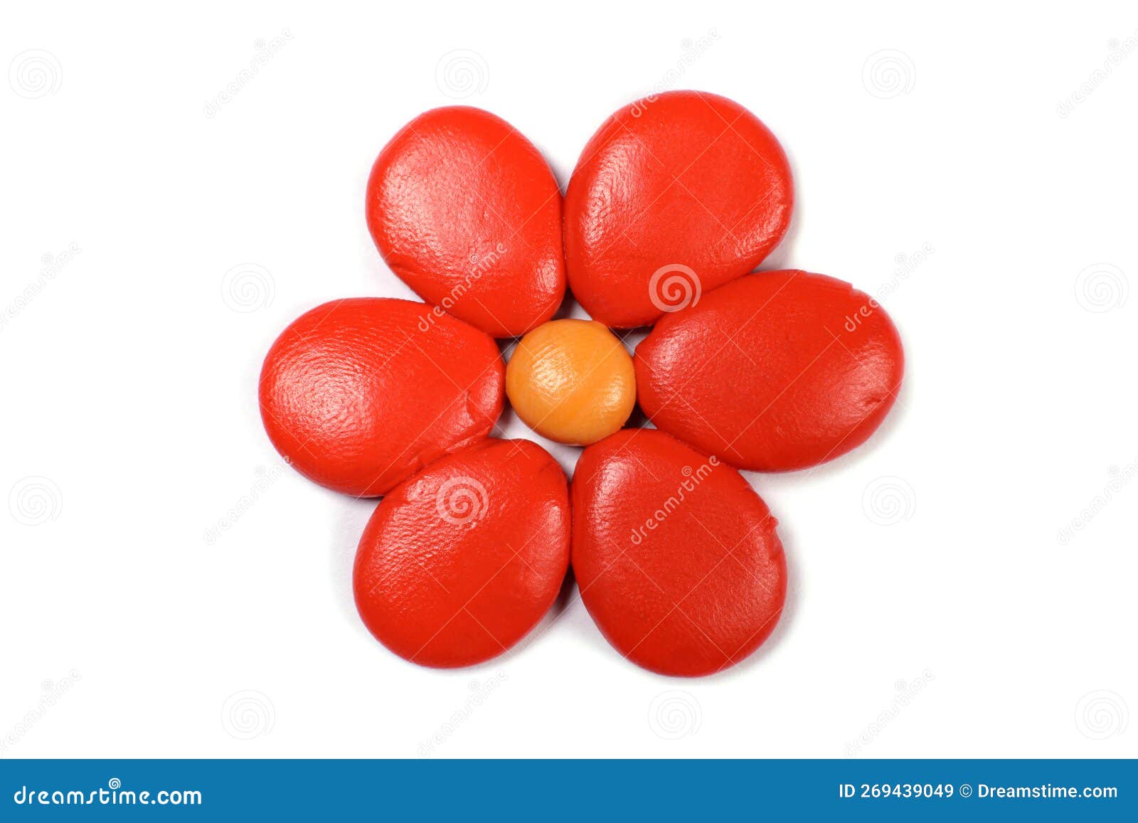 Plasticine Flower with Red Petals Isolated on White Stock Image - Image ...