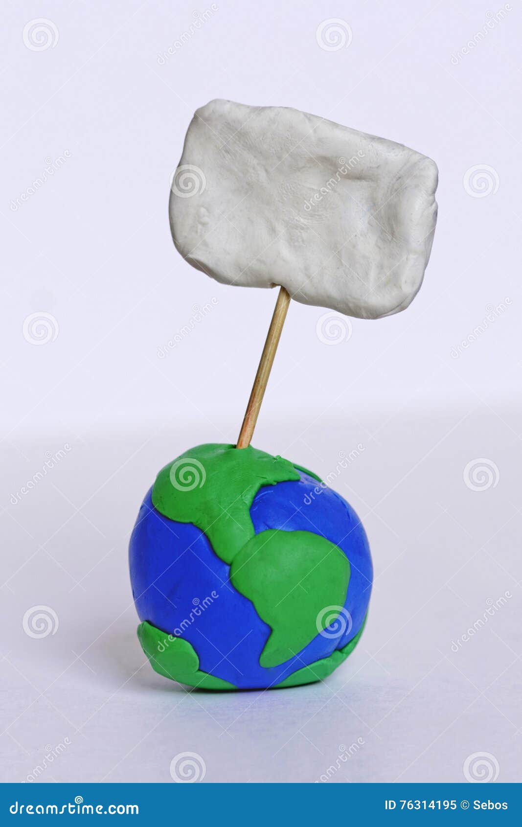 Plasticine Globe with a Placard on White Background. Modeling Clay ...