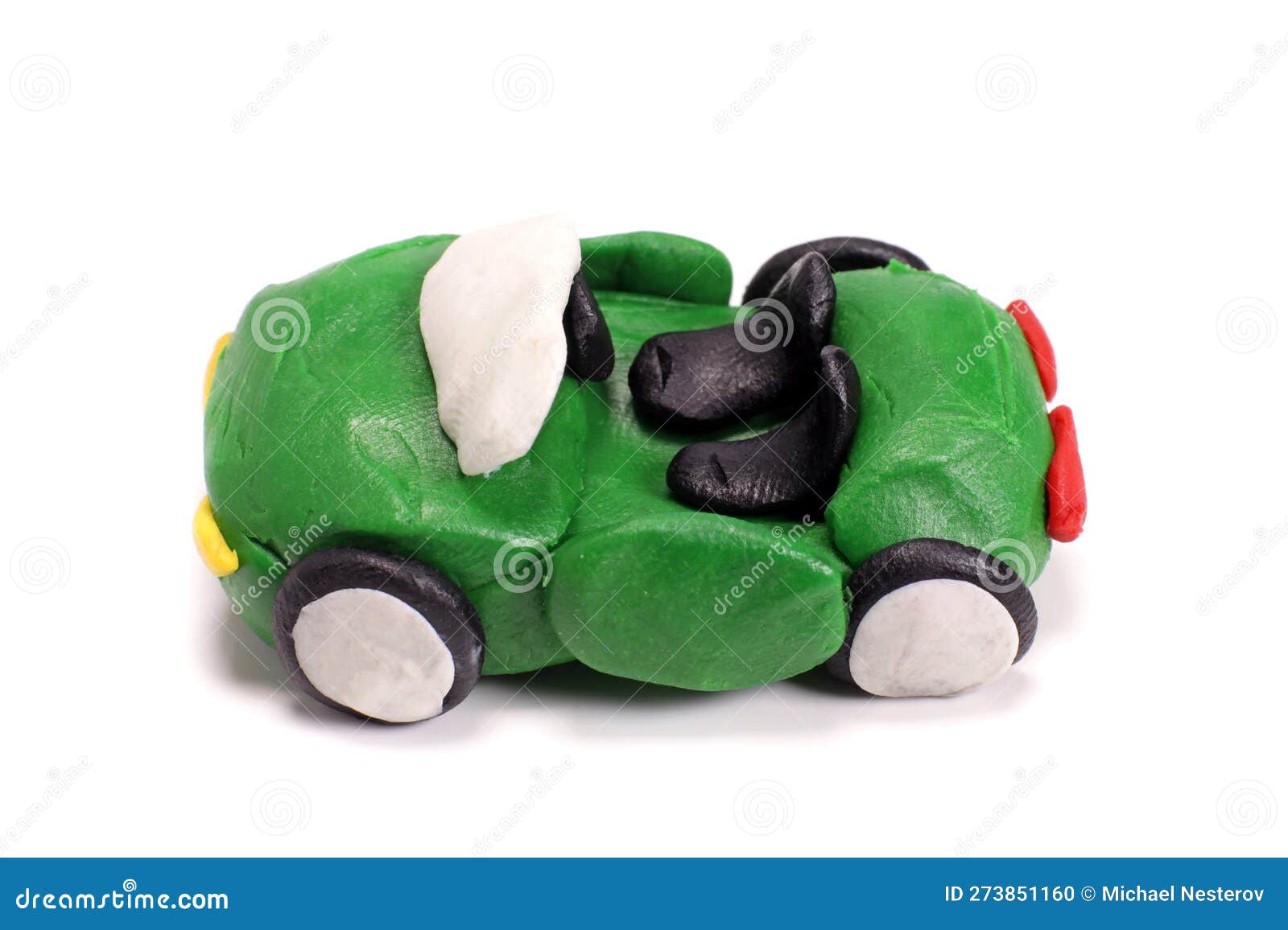Plasticine Green Passenger Car Cabriolet Car Isolated on White Stock ...