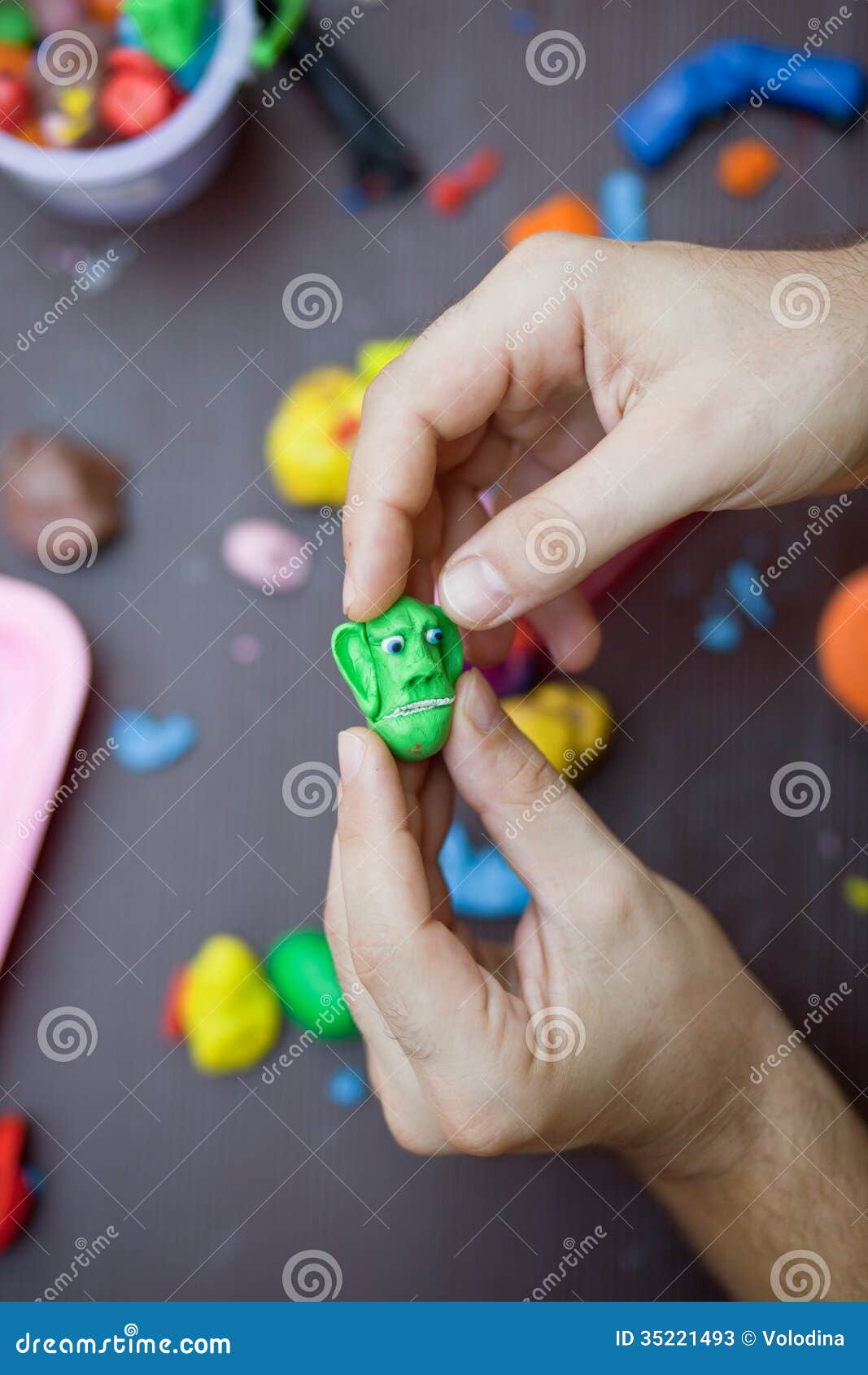 Plasticine head stock image. Image of green, action, people - 35221493
