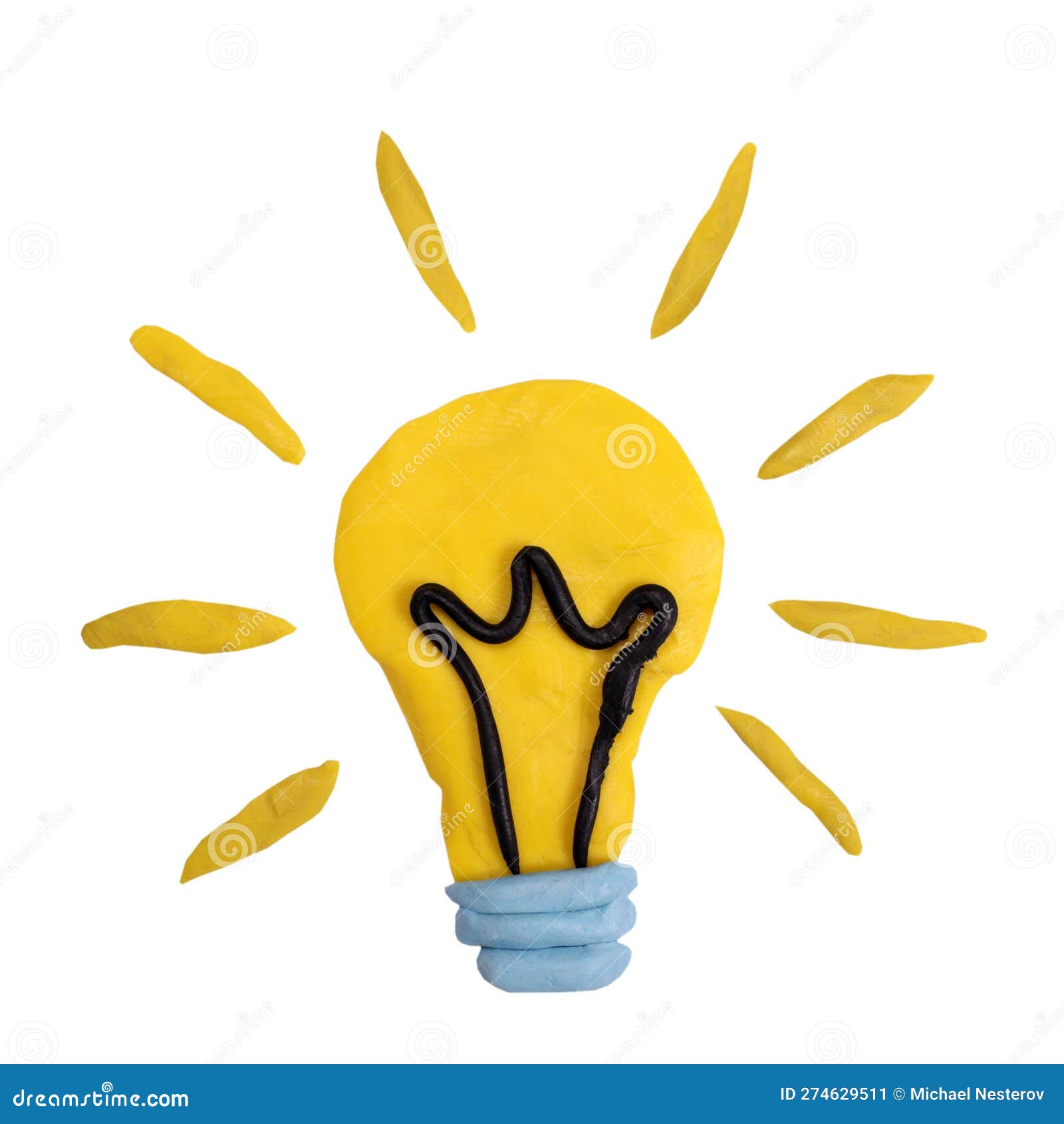 Plasticine Light Bulb Isolated on White Background, Energy Saving ...