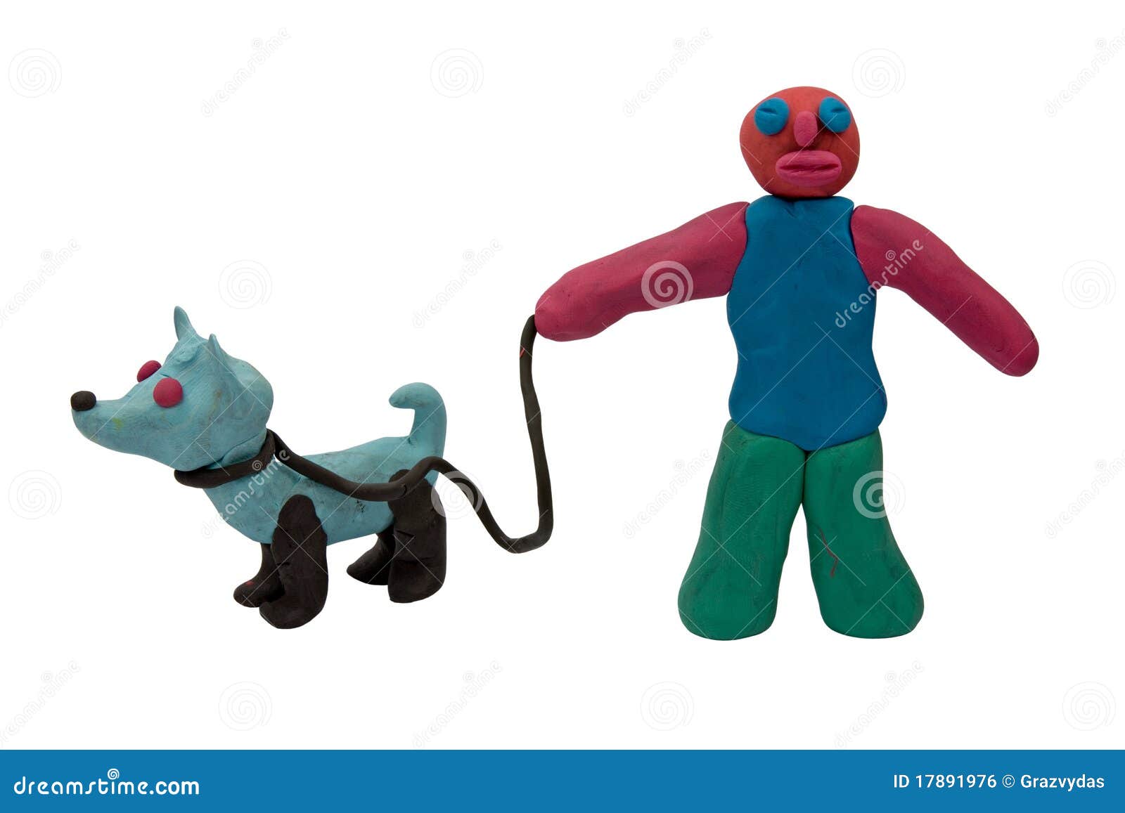 Plasticine man with a dog stock photo. Image of isolated - 17891976