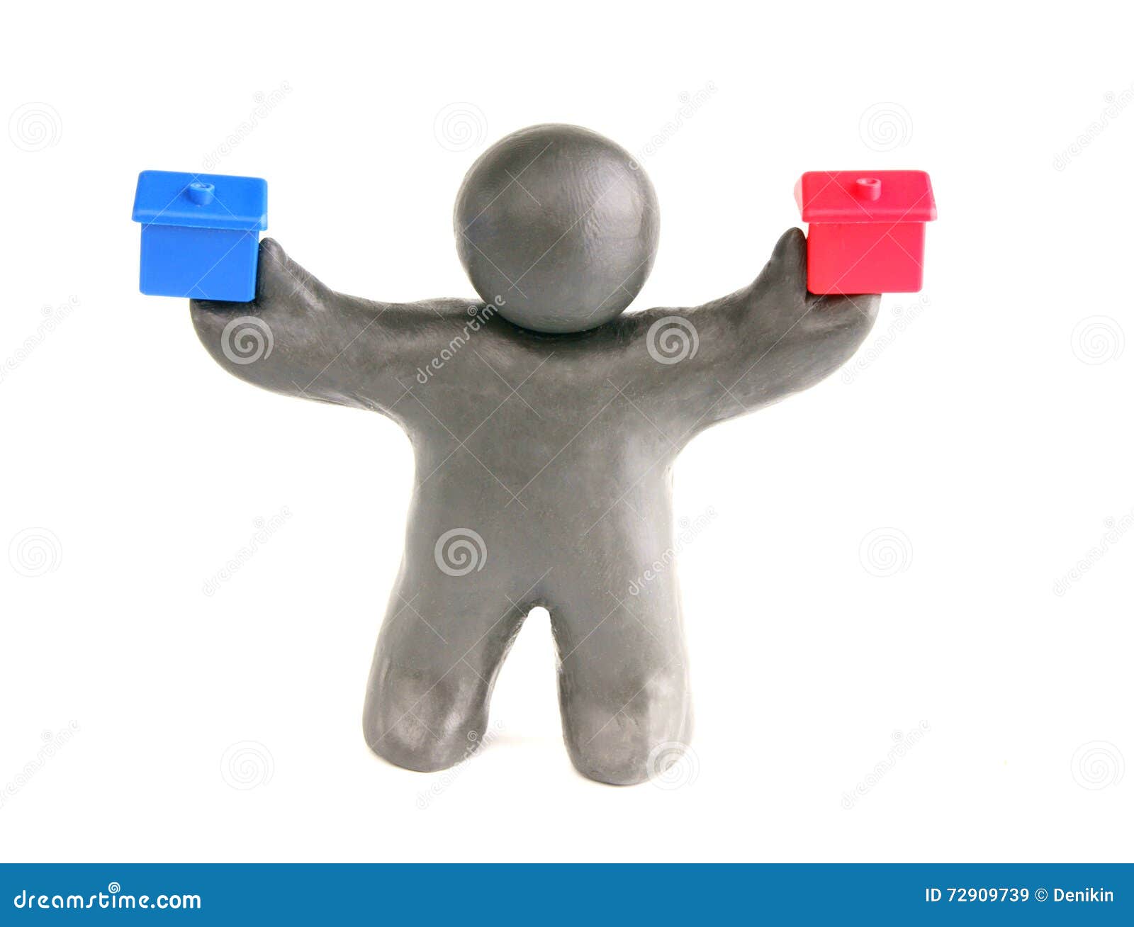 Plasticine Man Holds Hands Small Houses Stock Photos - Free & Royalty ...