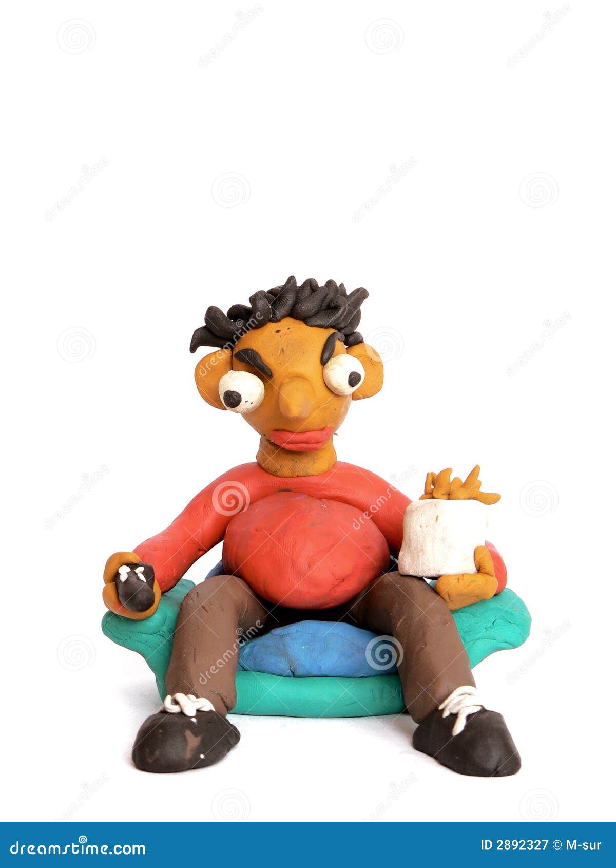 Plasticine man watching TV stock image. Image of chair - 2892327