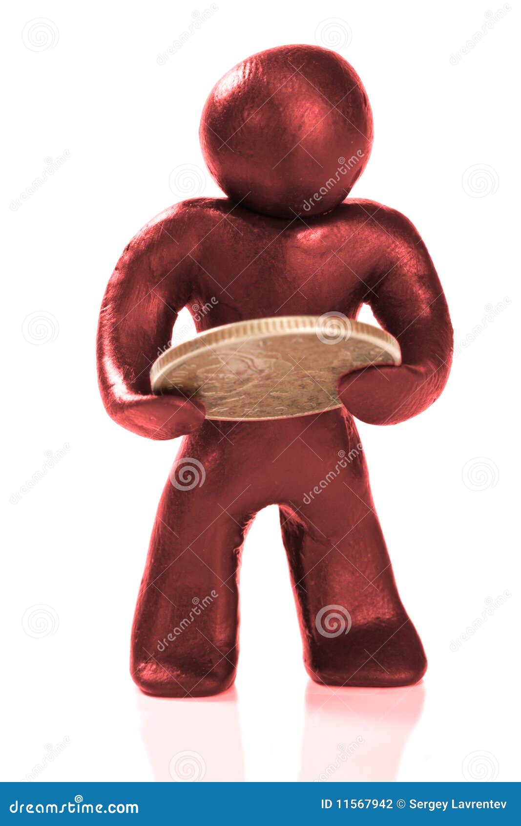 Plasticine Person with a Coin Stock Photo - Image of white, isolated ...