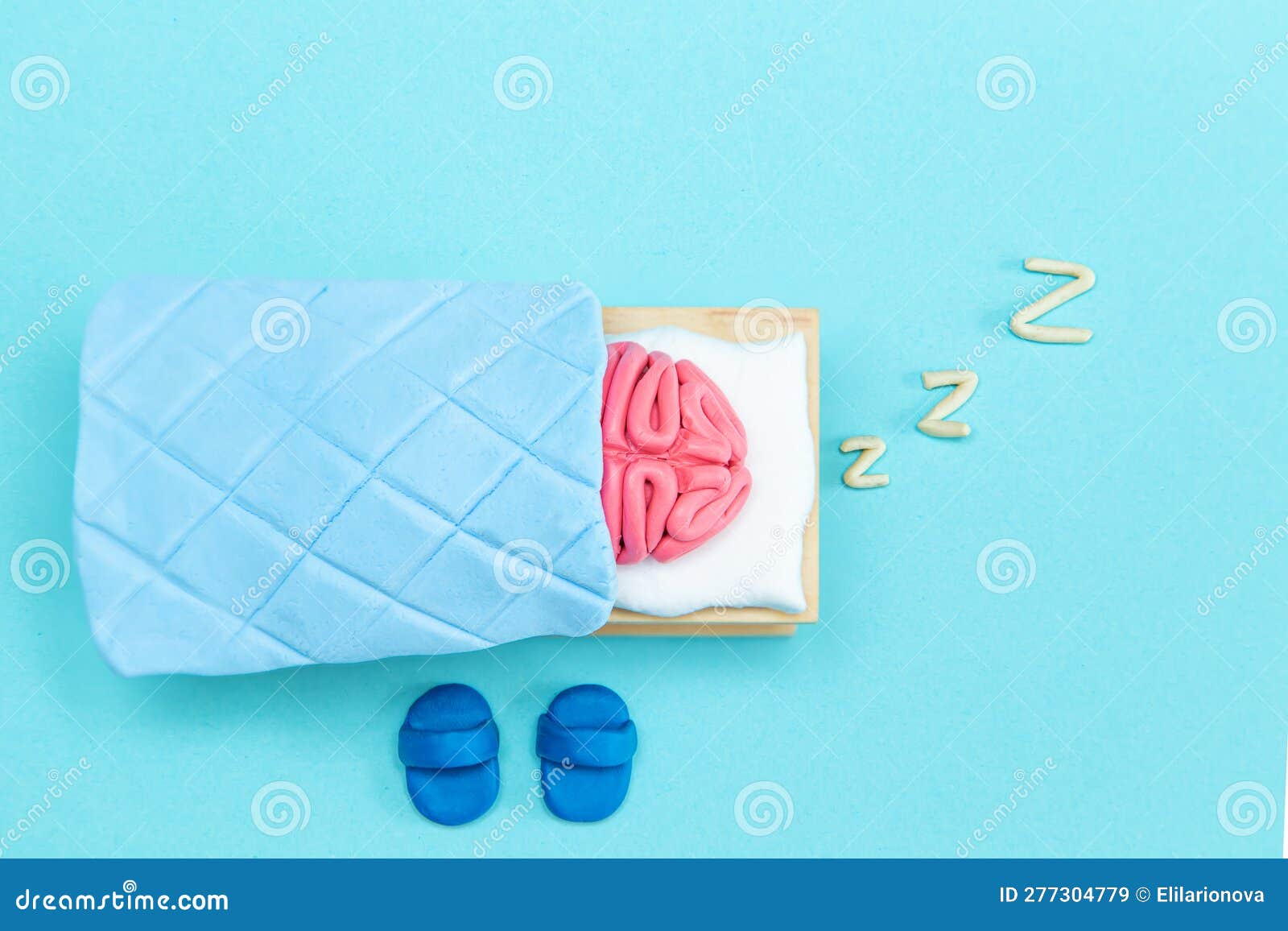 Plasticine Pink Human Brain is Sleeping. Mind Rest Concept Stock Image ...