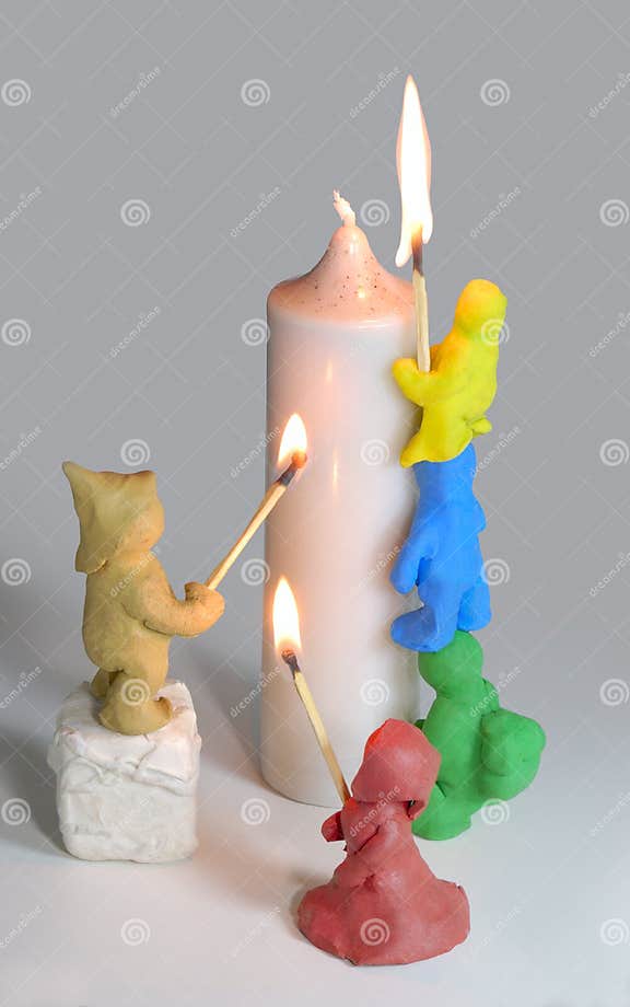 Plasticine Puppet and Candle Stock Image - Image of candle, cooperation ...