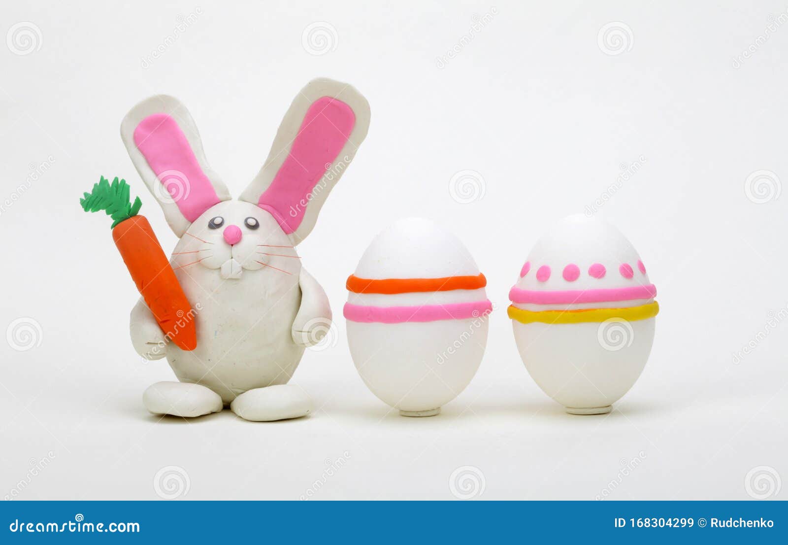 Plasticine Rabbit with Easter Eggs Stock Illustration - Illustration of ...