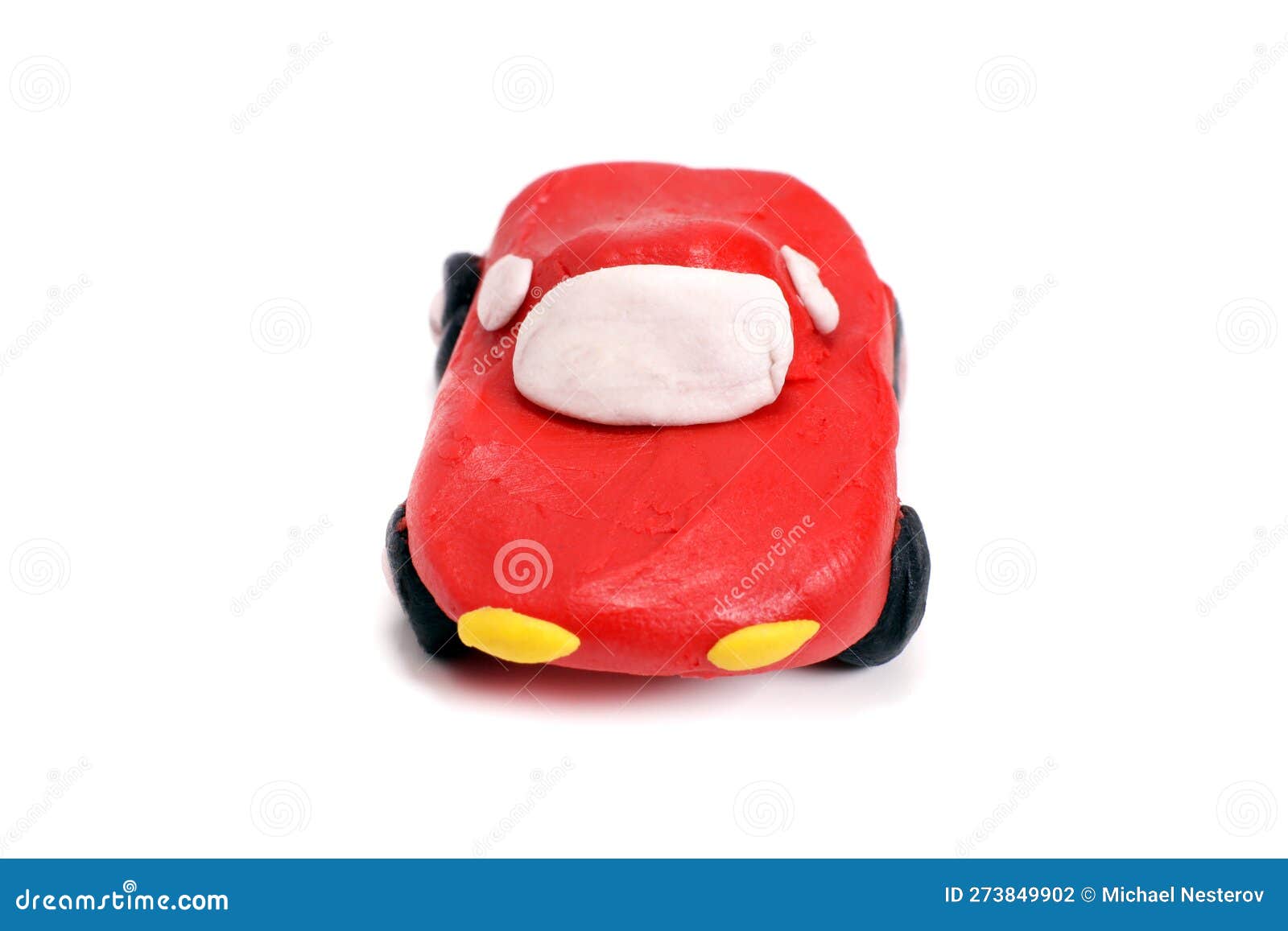 Plasticine Red Passenger Car Cabriolet Car Isolated on White Stock ...