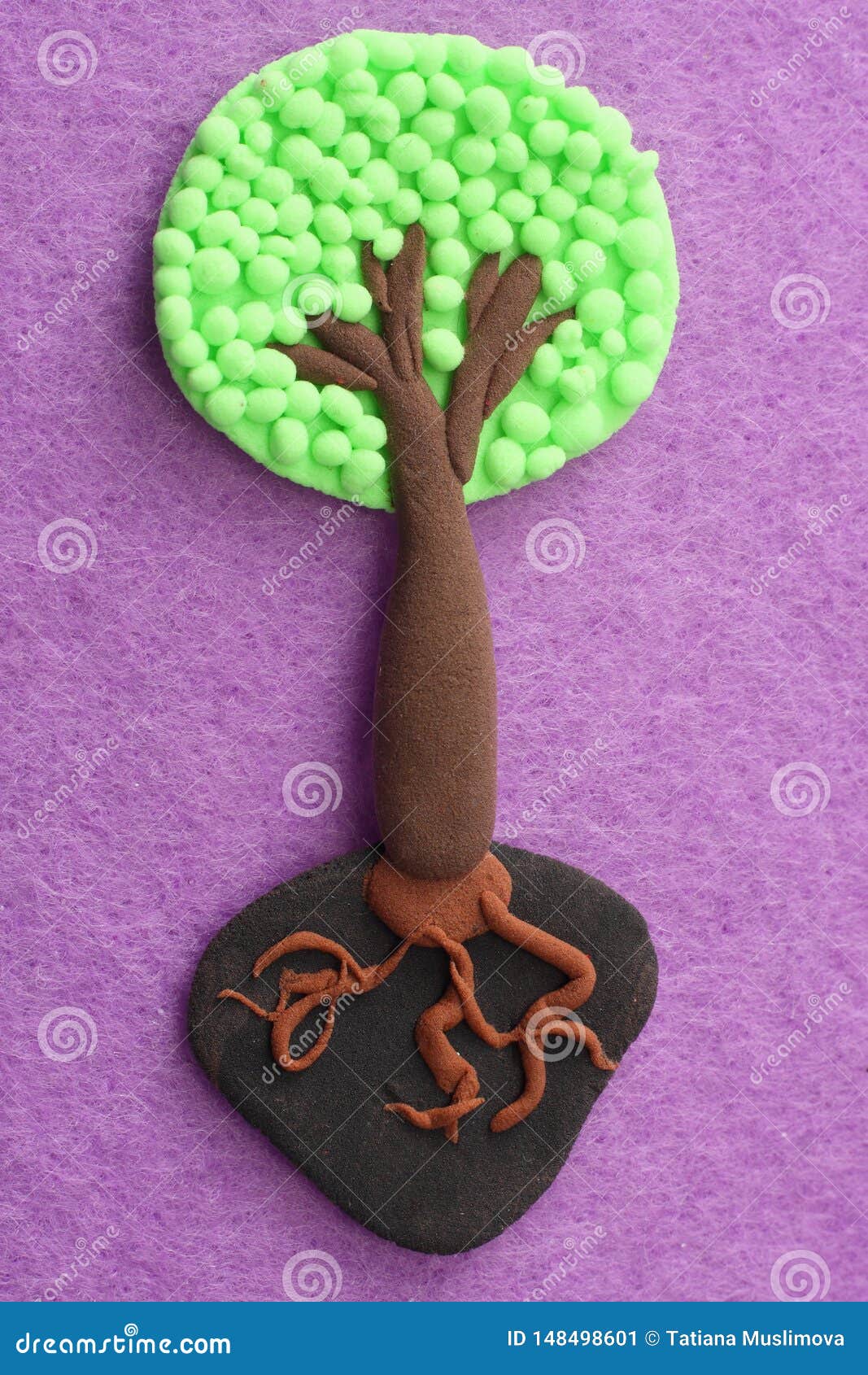 Plasticine Tree on Pink Background. Modelling Clay Stock Image - Image ...