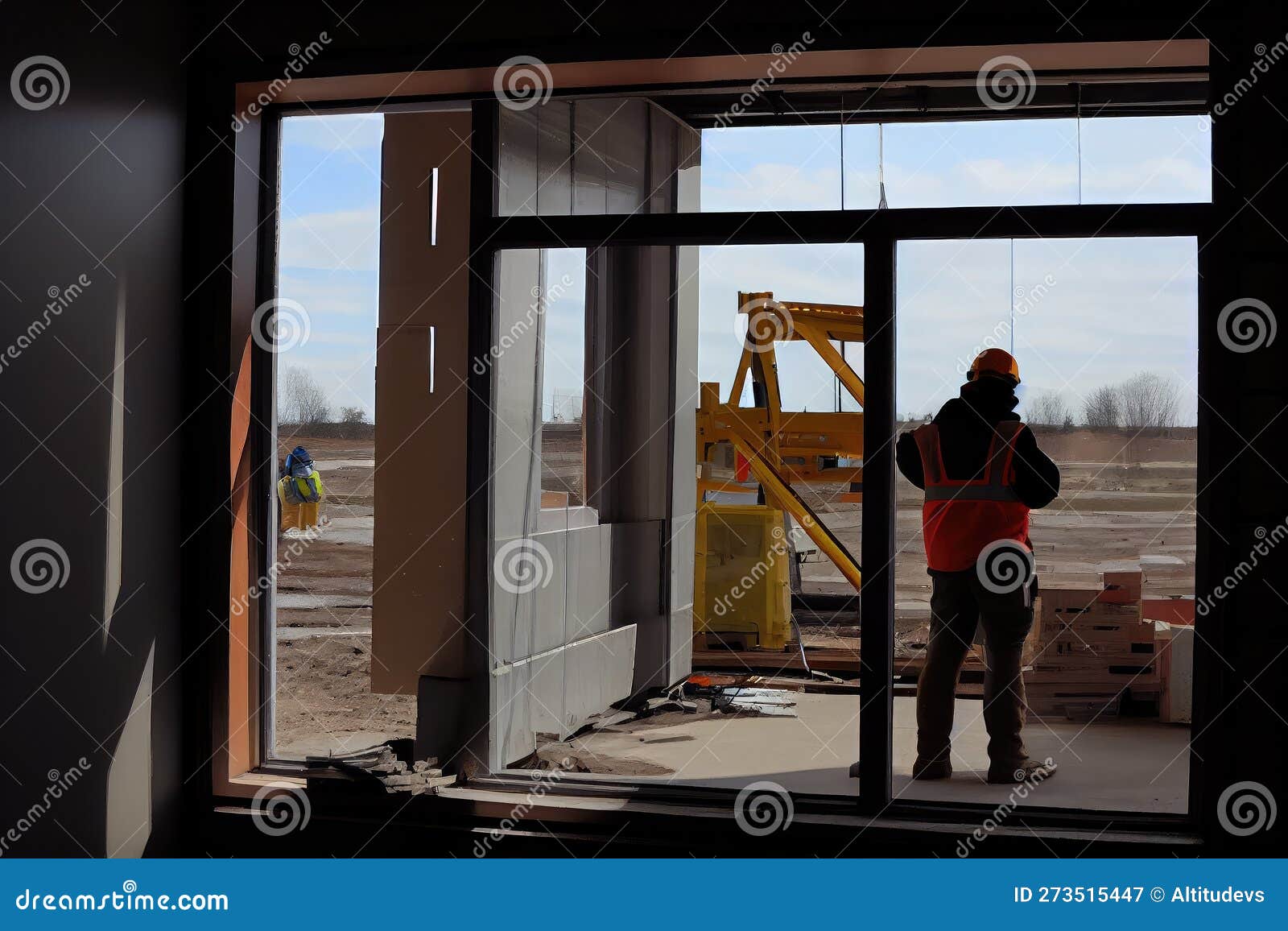 Plasticker Window Being Installed in Newly Constructed Building, with ...
