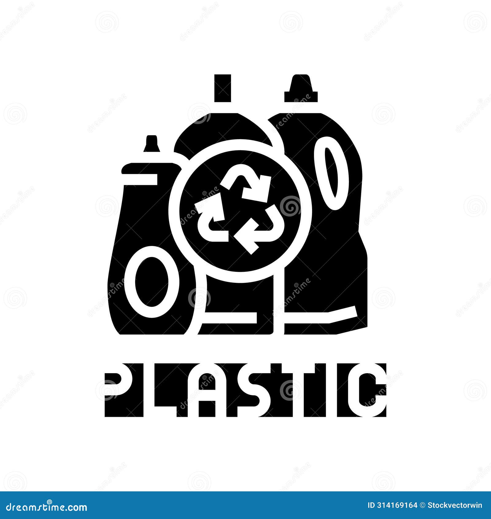 Plastics Recycling Glyph Icon Vector Illustration Stock Illustration ...