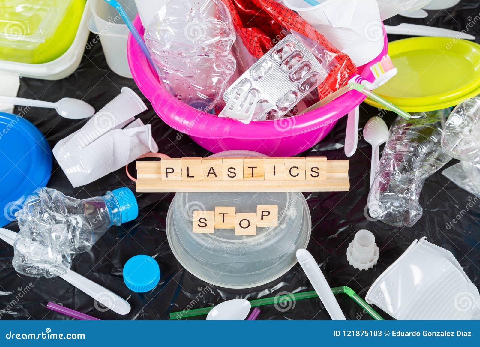 Plastics for recycling stock image. Image of container - 121875103
